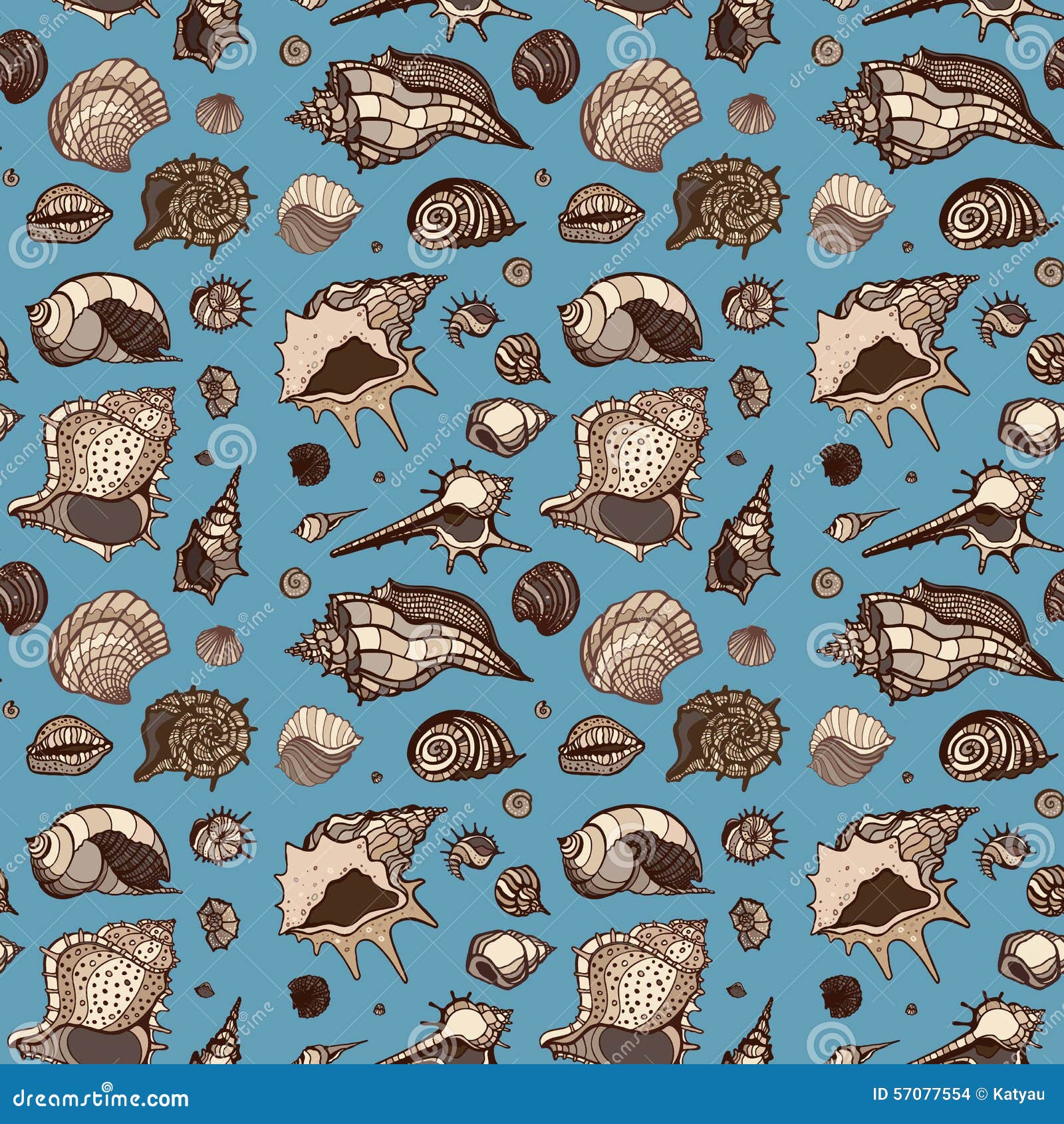 Seamless Pattern of Sea Shells Stock Vector - Illustration of grunge ...
