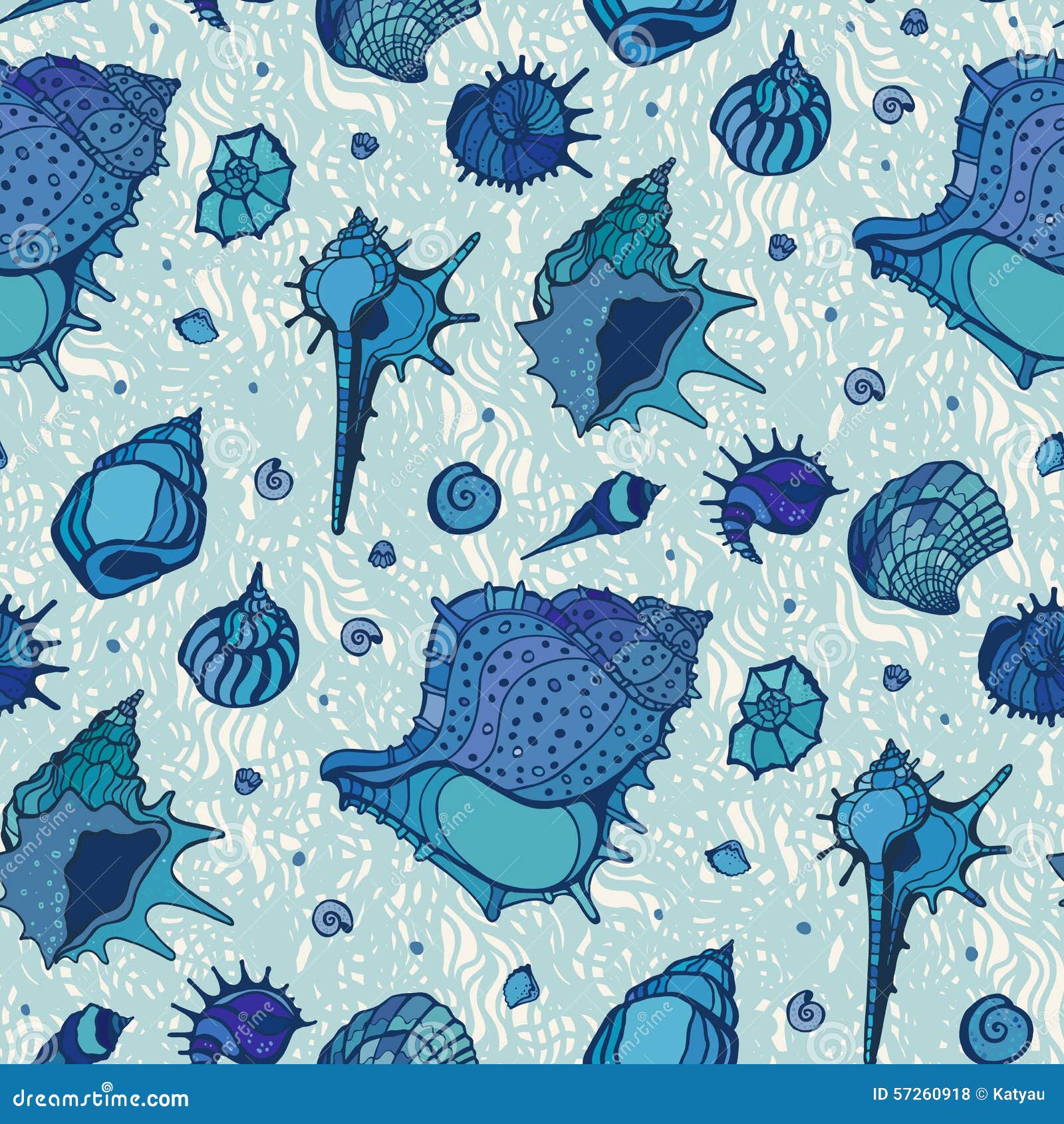 Seamless Pattern of Sea Shells Stock Vector - Illustration of graphic ...