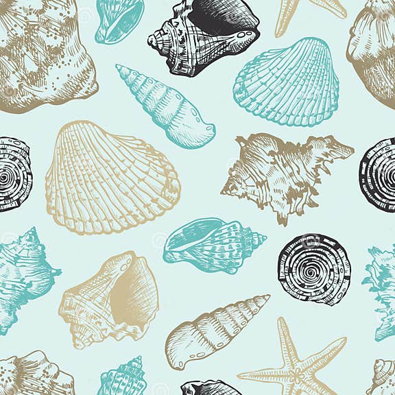 Seamless Pattern with Sea Shells. Stock Vector - Illustration of ...