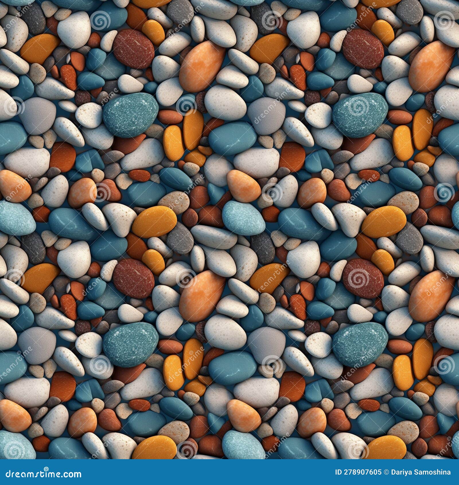 Seamless Pattern: Sea Stones. Naturally Polished and Rounded River ...