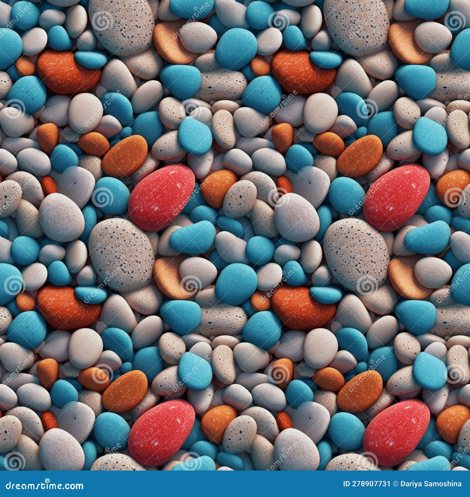 Seamless Pattern: Sea Stones. Naturally Polished and Rounded River ...