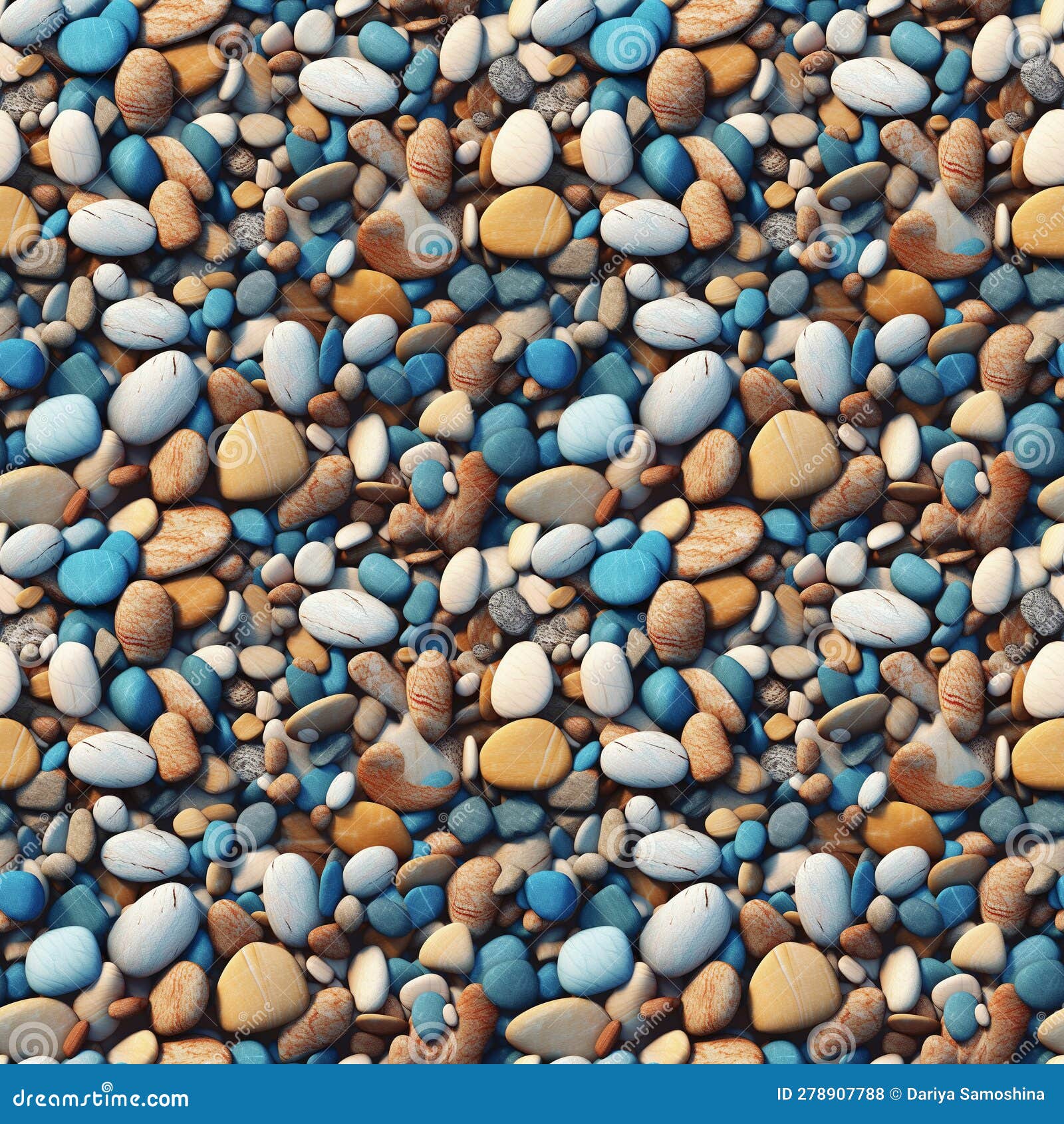 Seamless Pattern: Sea Stones. Naturally Polished and Rounded River ...