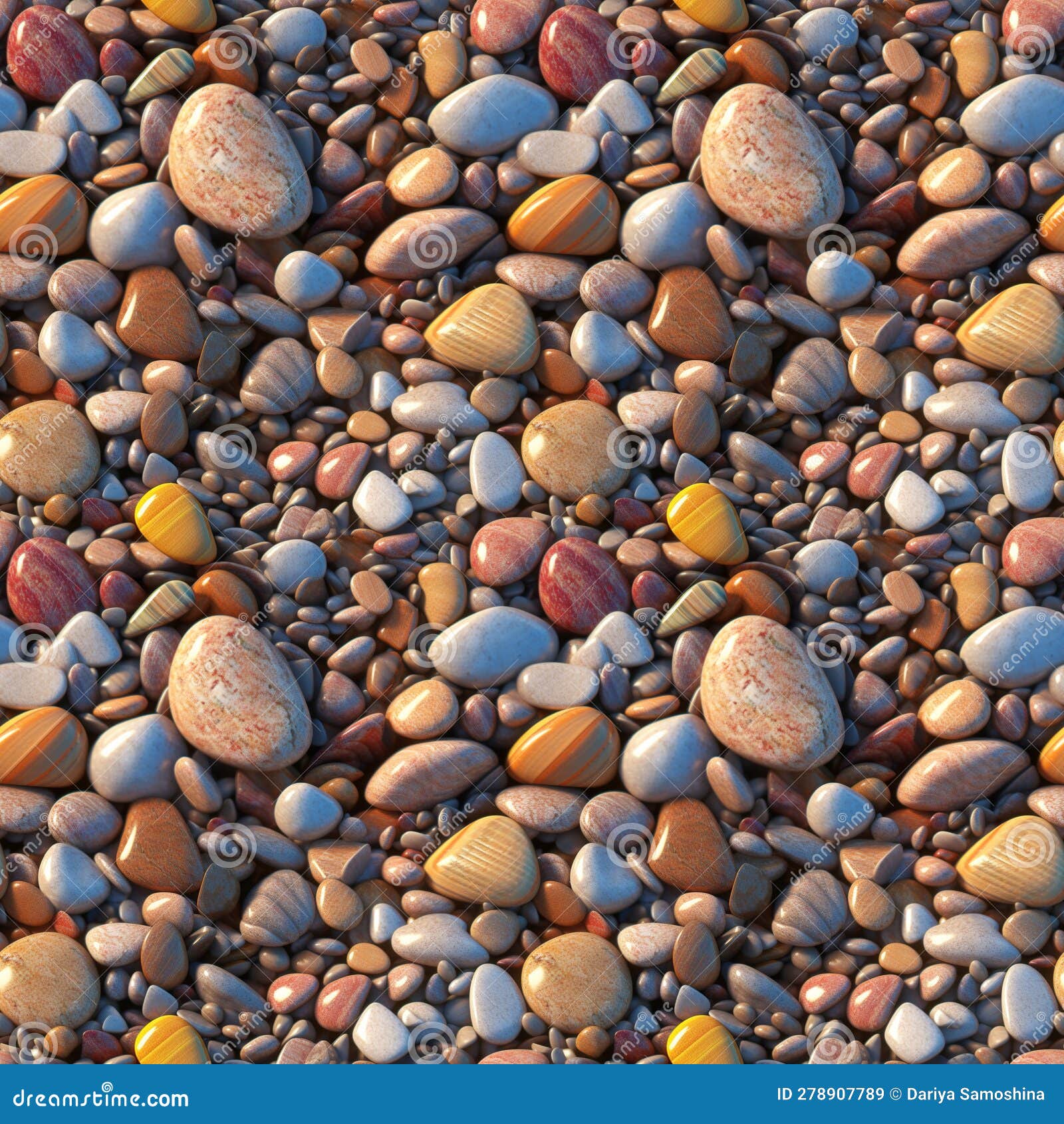 Seamless Pattern: Sea Stones. Naturally Polished and Rounded River ...