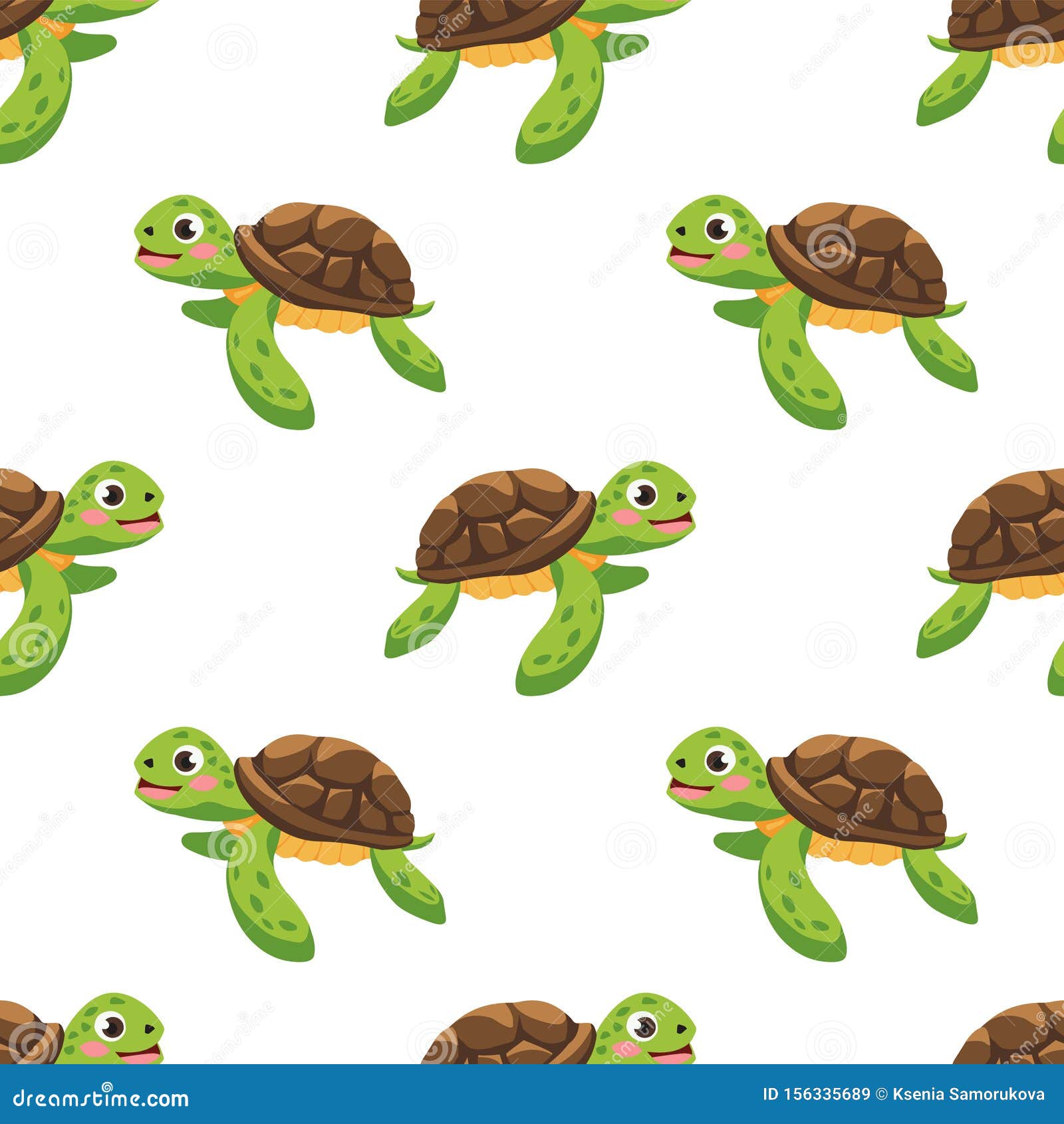 Seamless Pattern of Sea Turtle Stock Vector - Illustration of wildlife ...