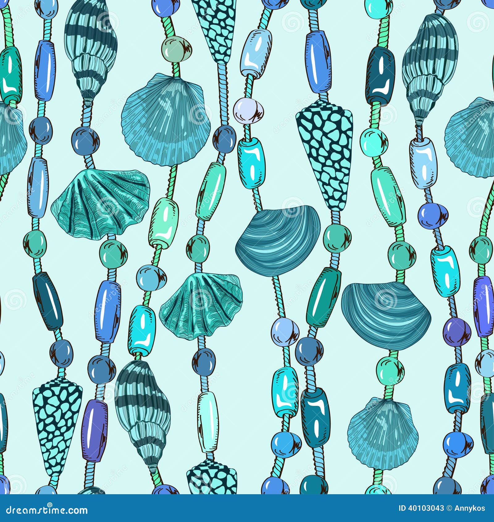 Seamless Pattern of Seashell Jewelry Stock Vector - Illustration of ...