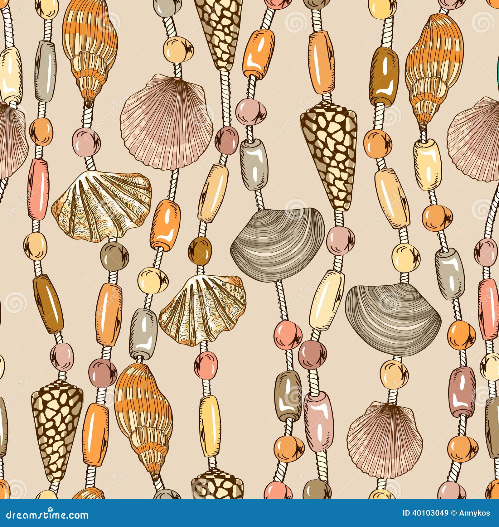 Seamless Pattern of Seashell Jewelry Stock Vector - Illustration of ...