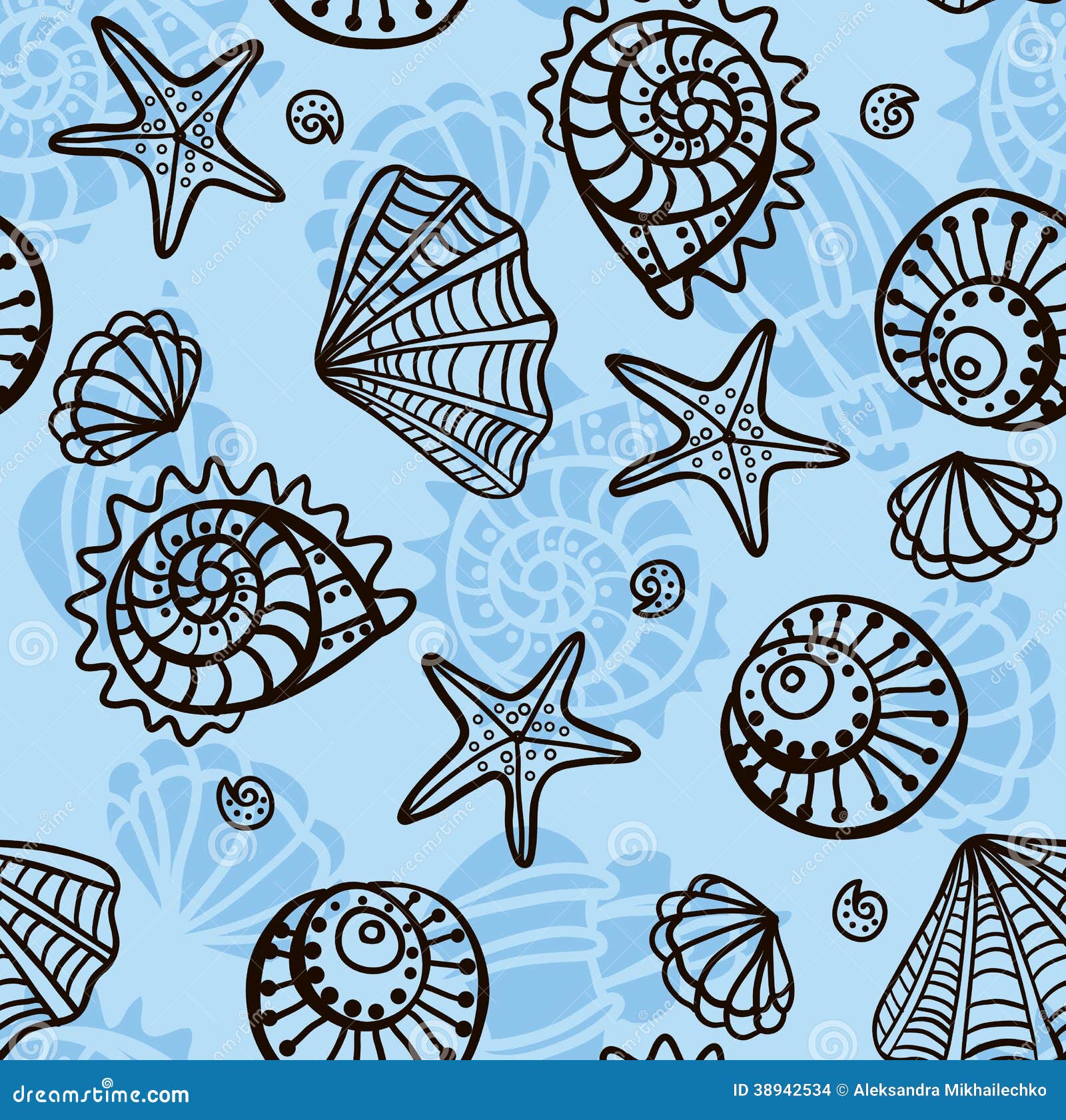 Seamless Pattern with Seashells. Stock Vector - Illustration of life ...