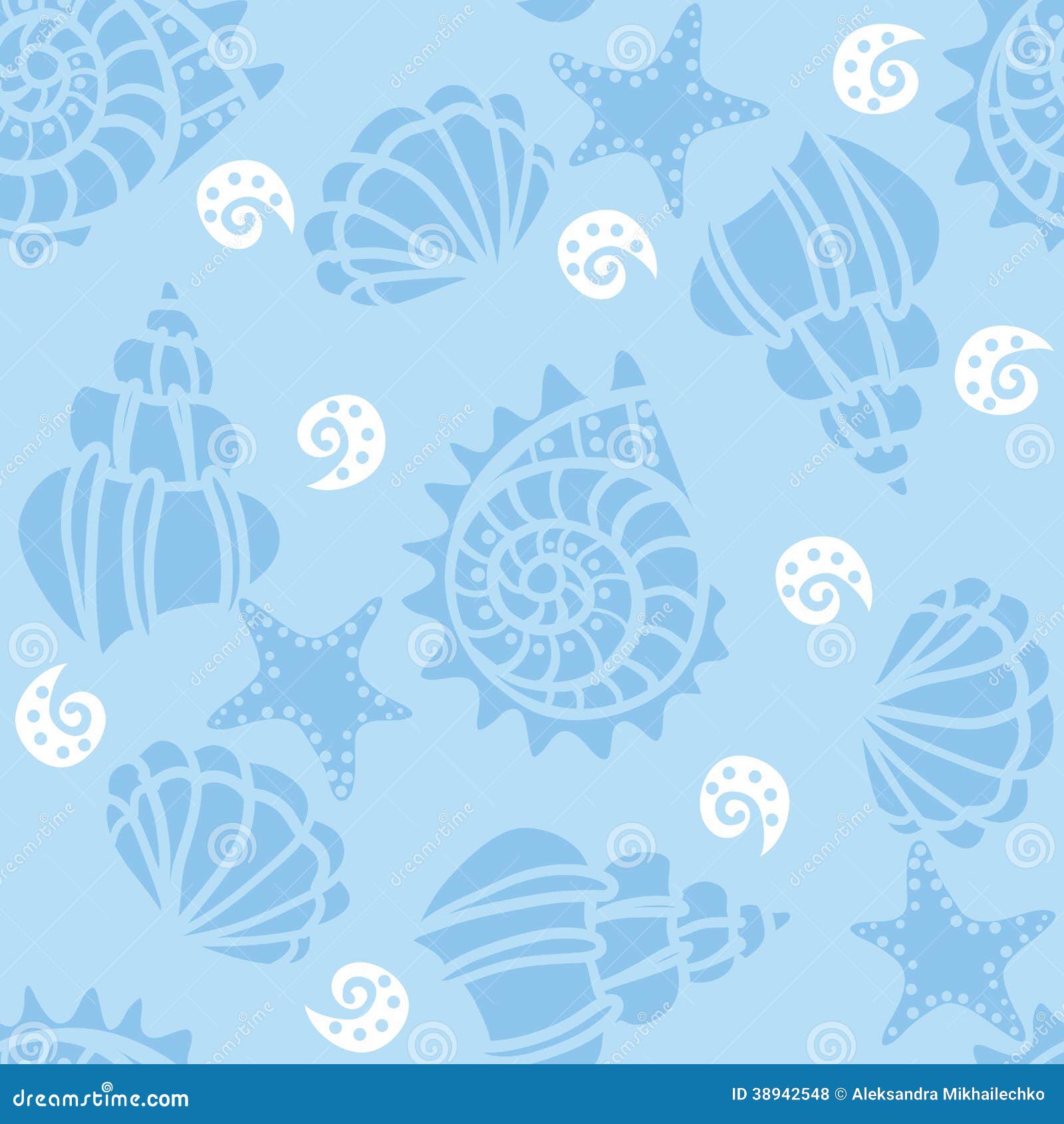 Seamless Pattern with Seashells. Stock Vector - Illustration of ...