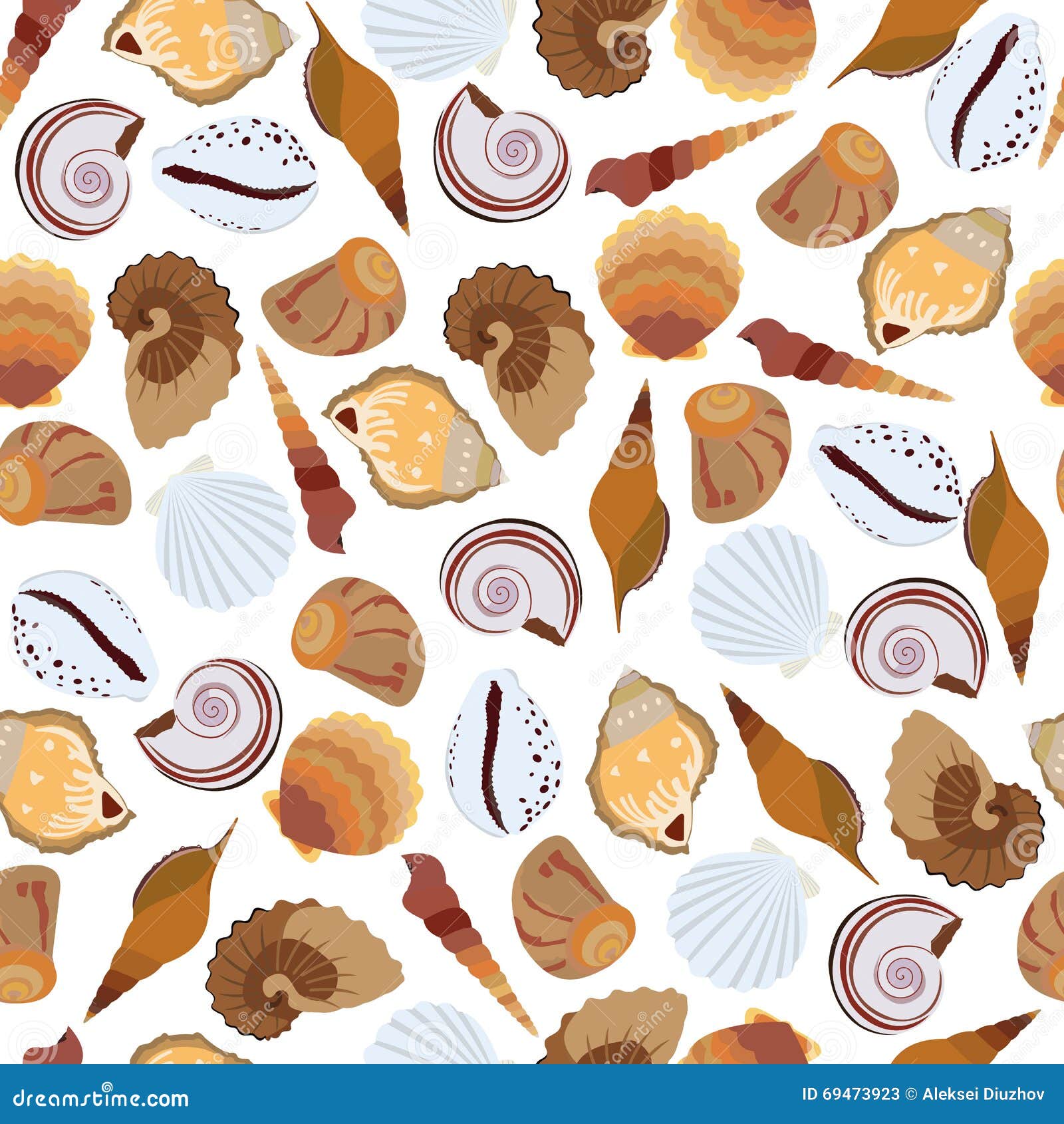 Seamless Pattern of Seashells Stock Illustration - Illustration of ...