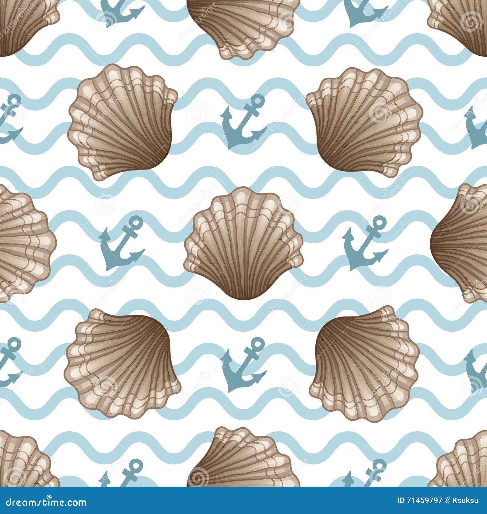 Seamless Pattern with Seashells Stock Vector - Illustration of shell ...