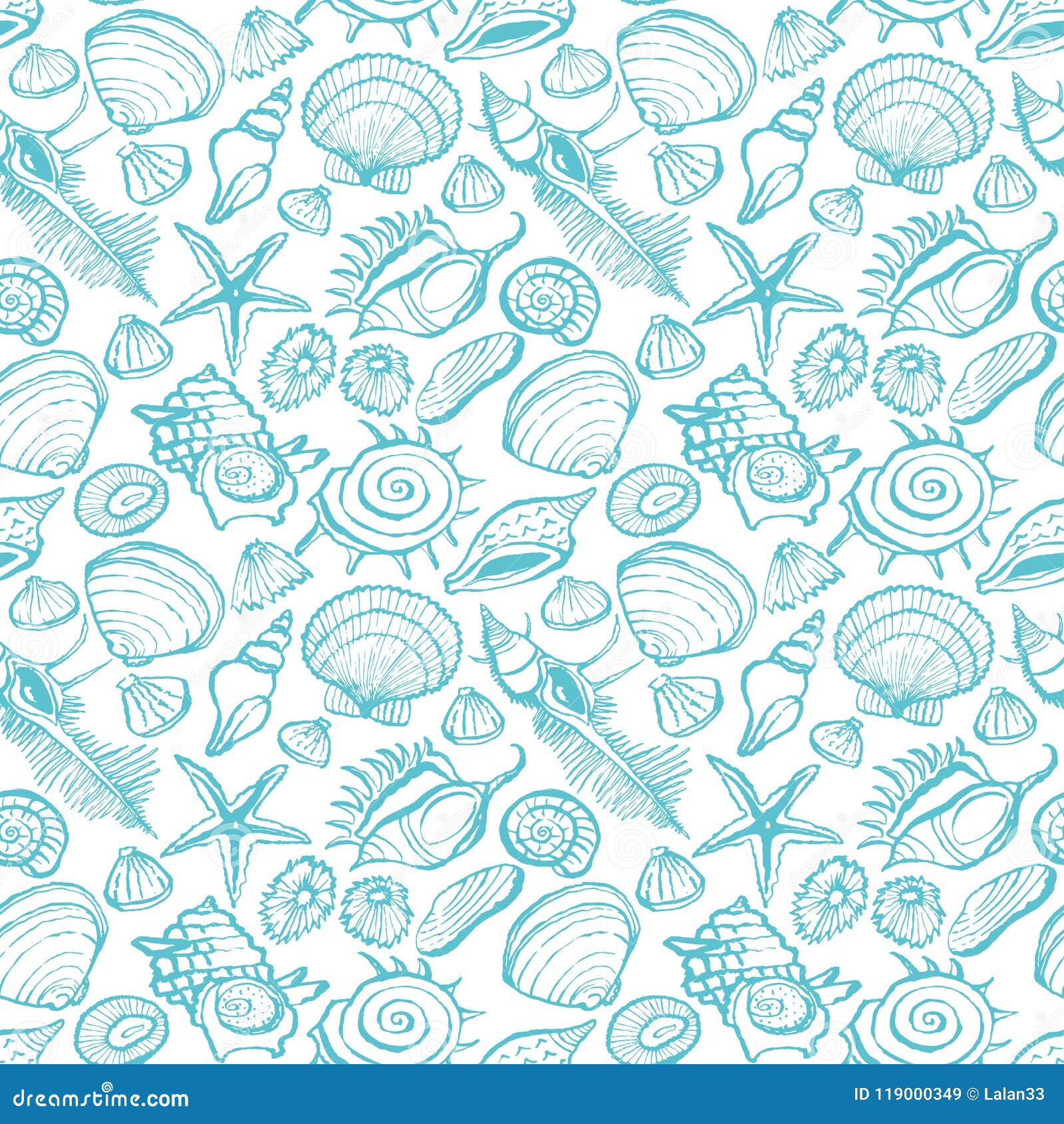 Seamless Pattern of Seashells. Stock Vector - Illustration of summer ...