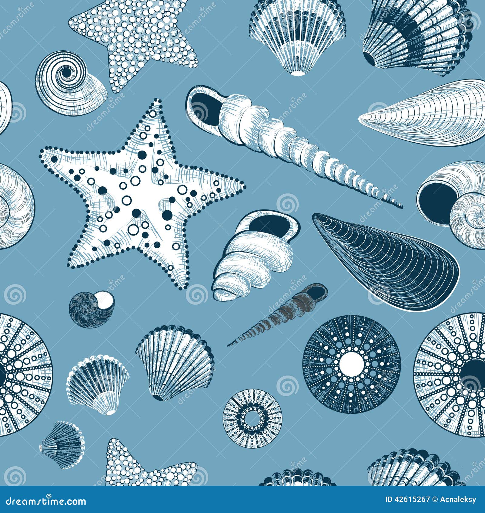 Seamless Pattern with Seashells Stock Vector - Illustration of classic ...