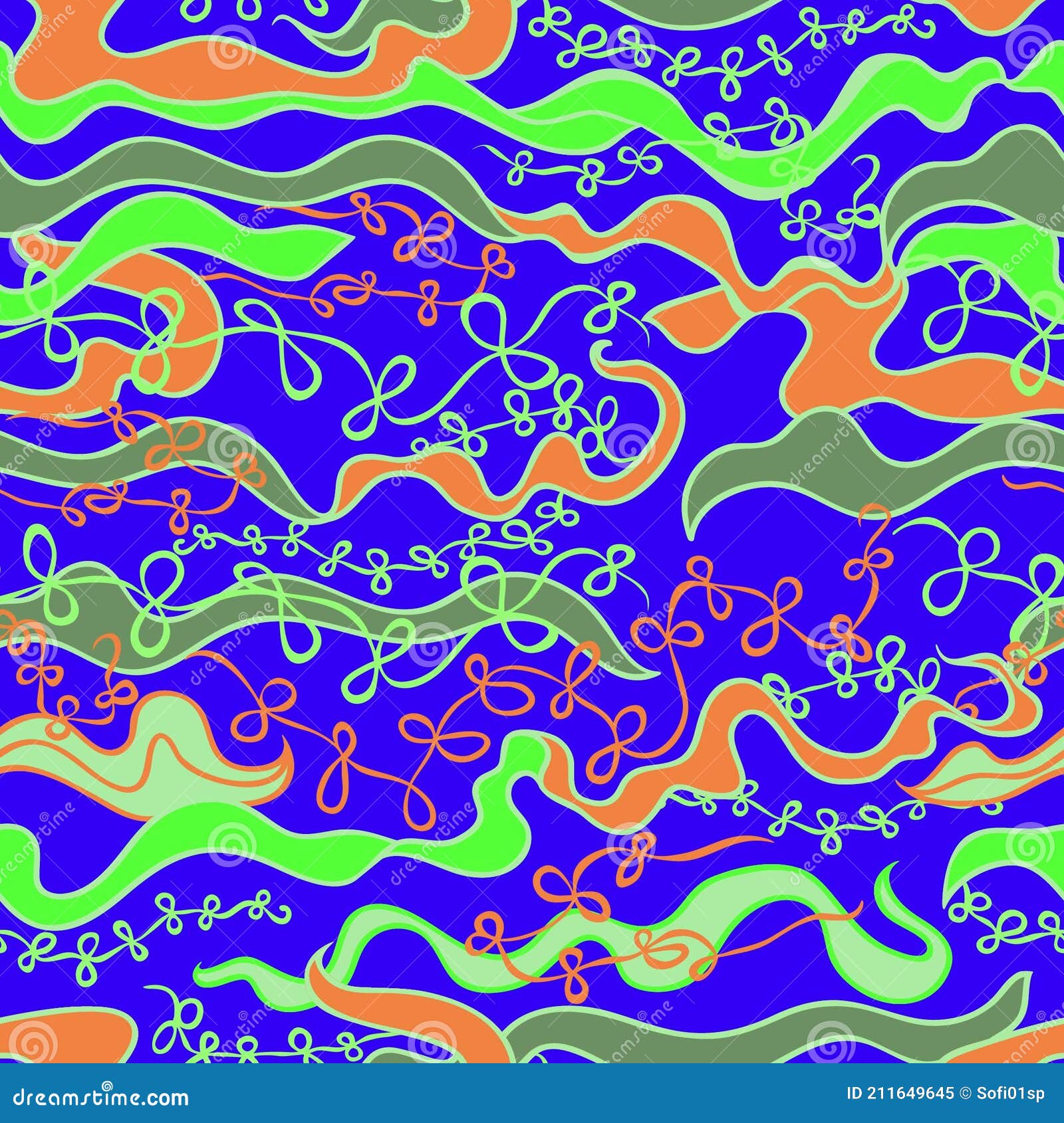 Seamless Pattern Seaweed Ocean Sea Background. Illustration Fabric ...