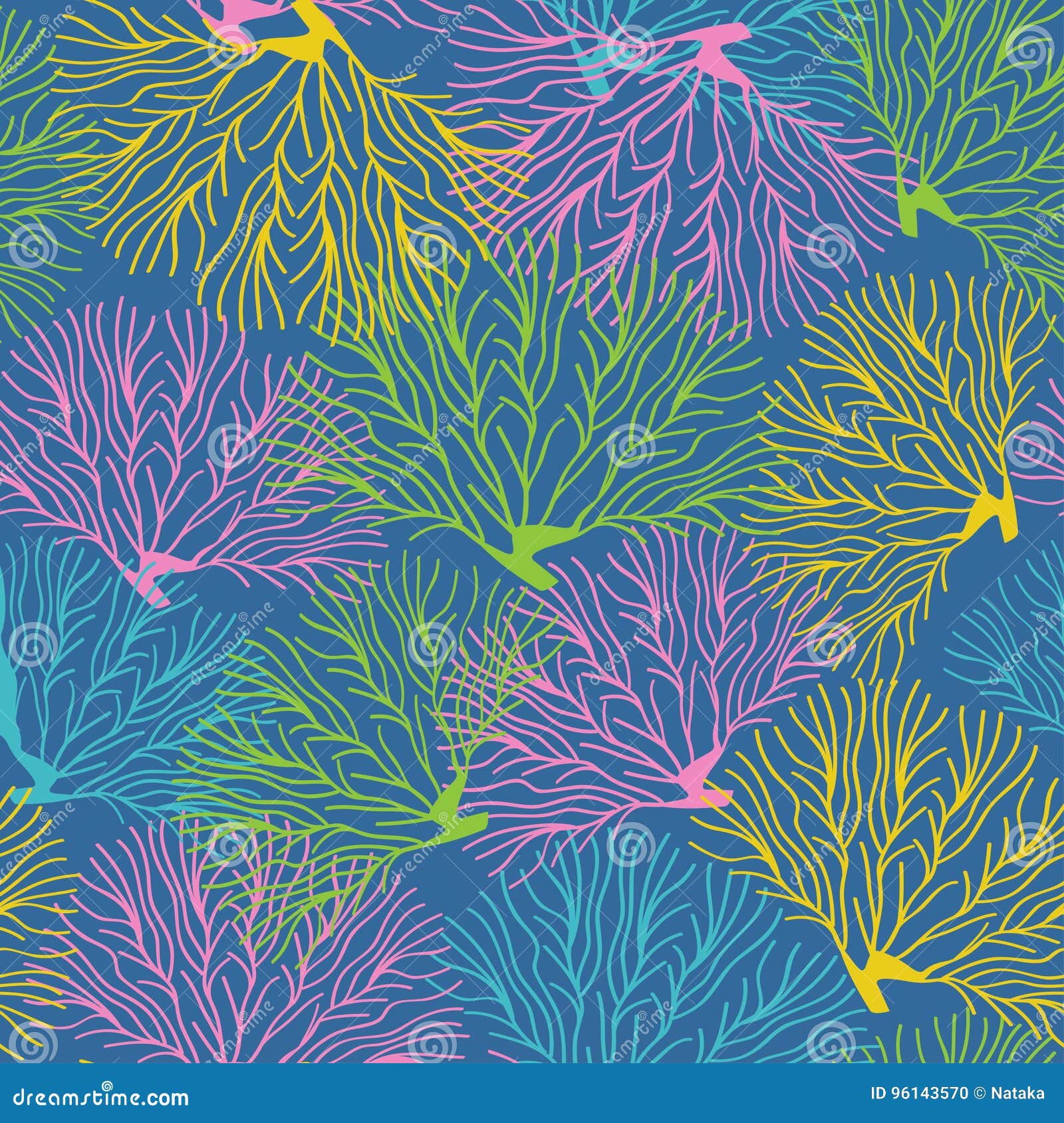 Seamless Pattern with Seaweed Stock Vector - Illustration of nautical ...