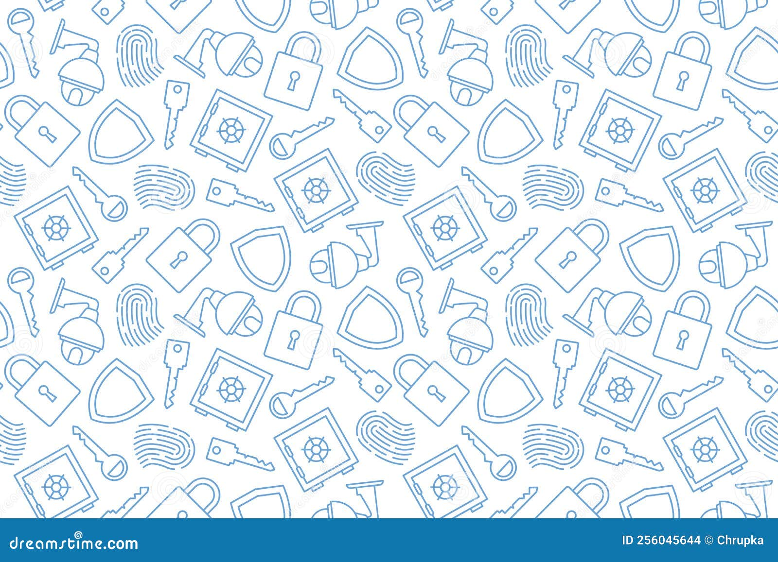 Seamless Pattern with Security Symbols: Shield, Safe, Fingerprint, Lock ...