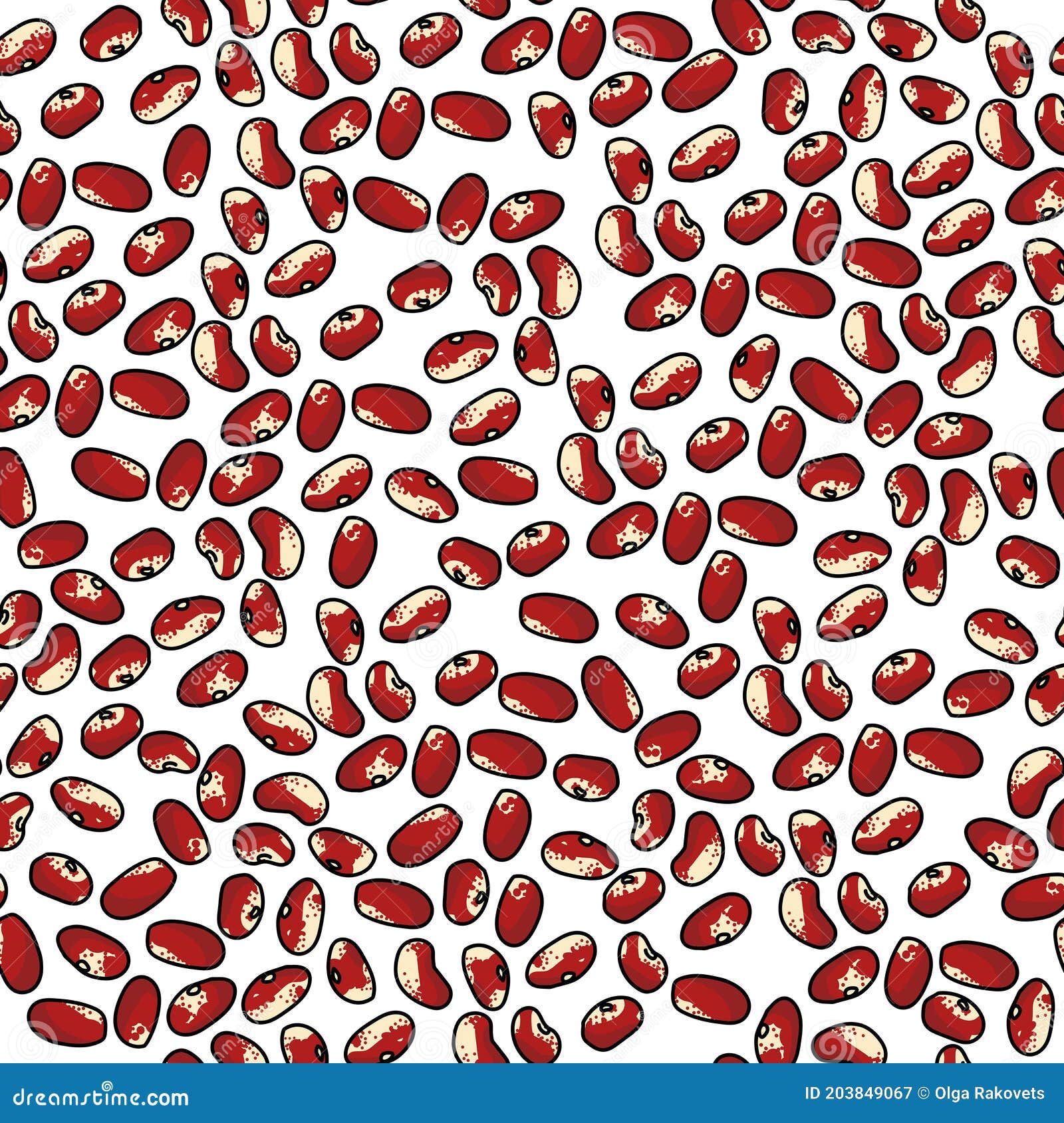 Seamless Pattern of Seeds of Spotted Beans without Pod, Brown and White ...