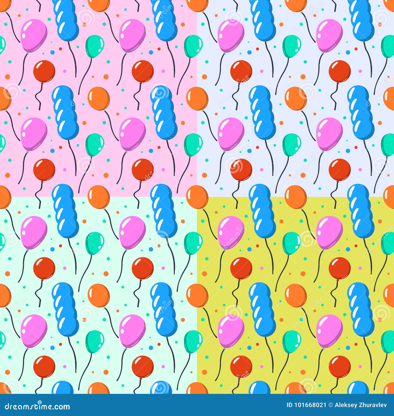 Seamless Pattern Set Background with Party Balloons Stock Vector ...
