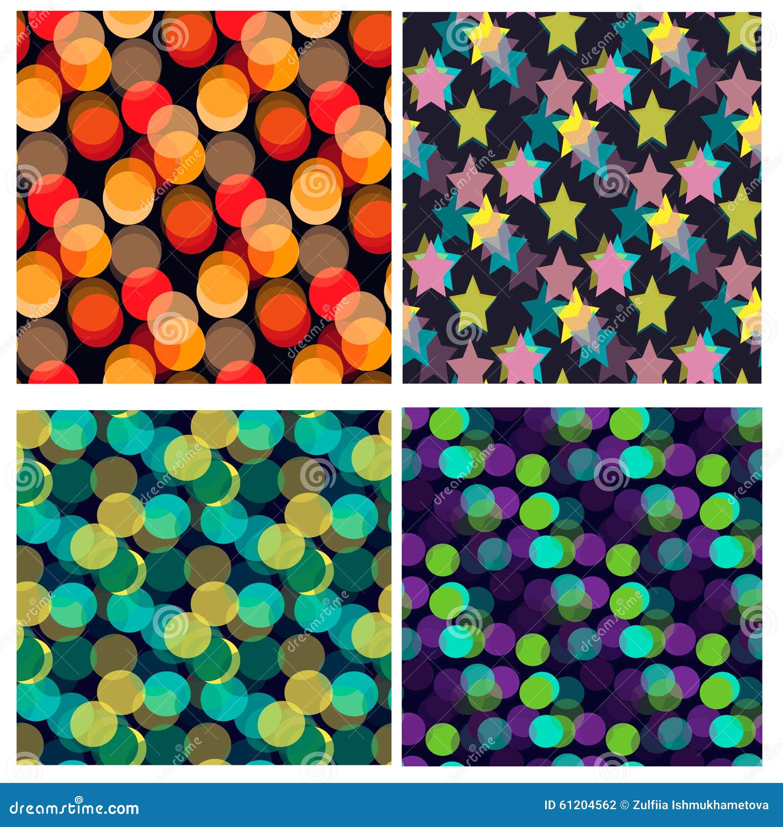 Seamless Pattern Set with Bokeh Stock Vector - Illustration of holiday ...