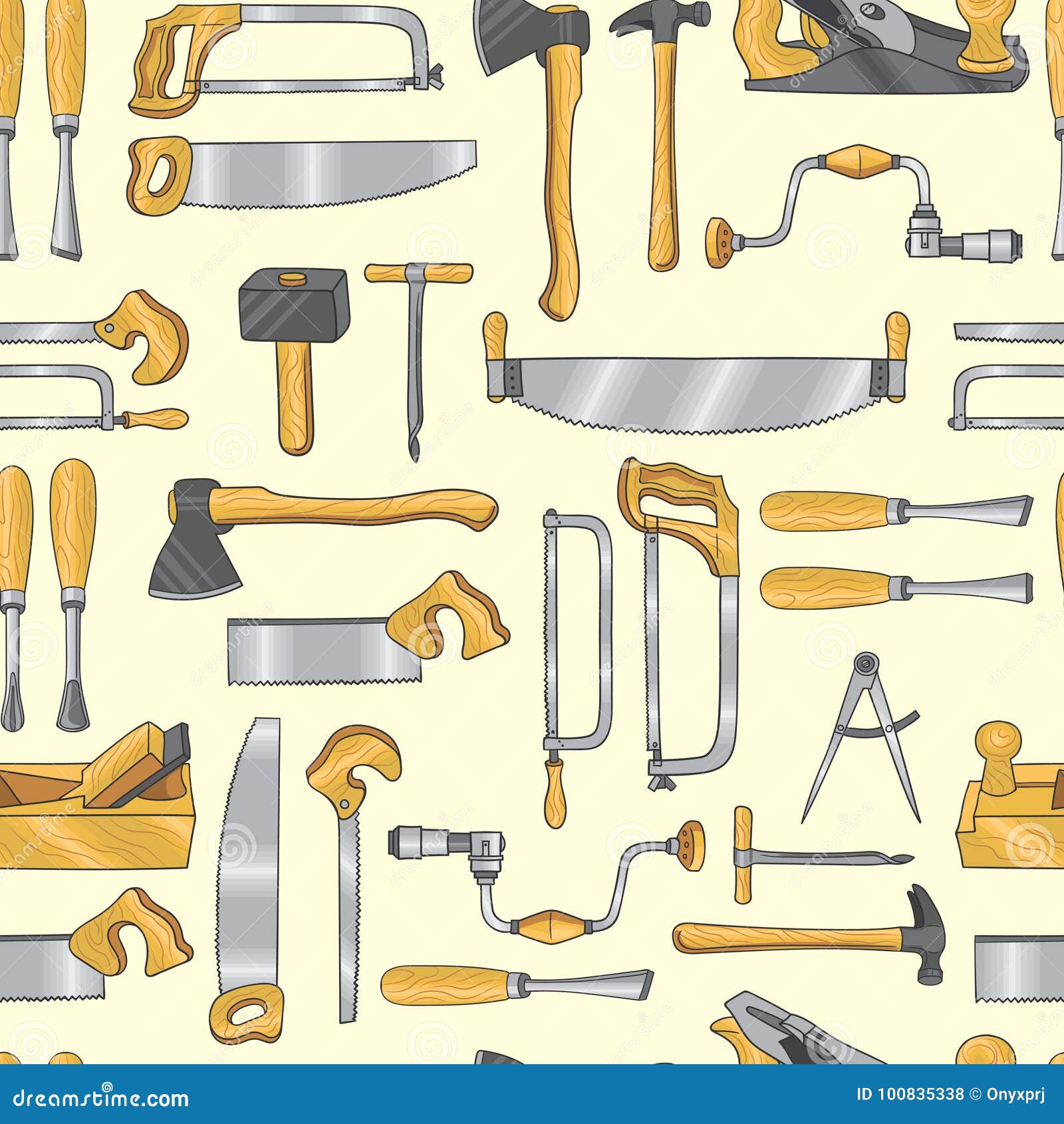 Seamless Pattern Set with Carpentry Tools Stock Vector - Illustration ...