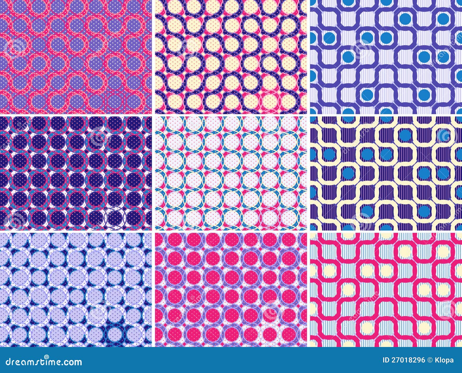 Seamless Pattern Set with Circles and Curves Stock Illustration ...