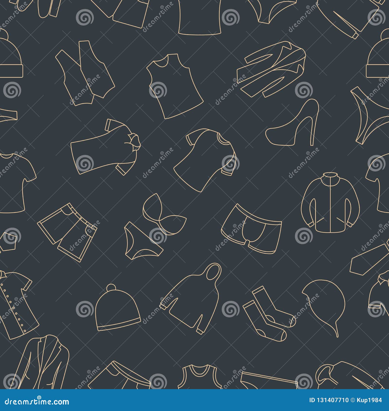 Seamless Pattern from a Set of Clothes Icons. Stock Vector ...