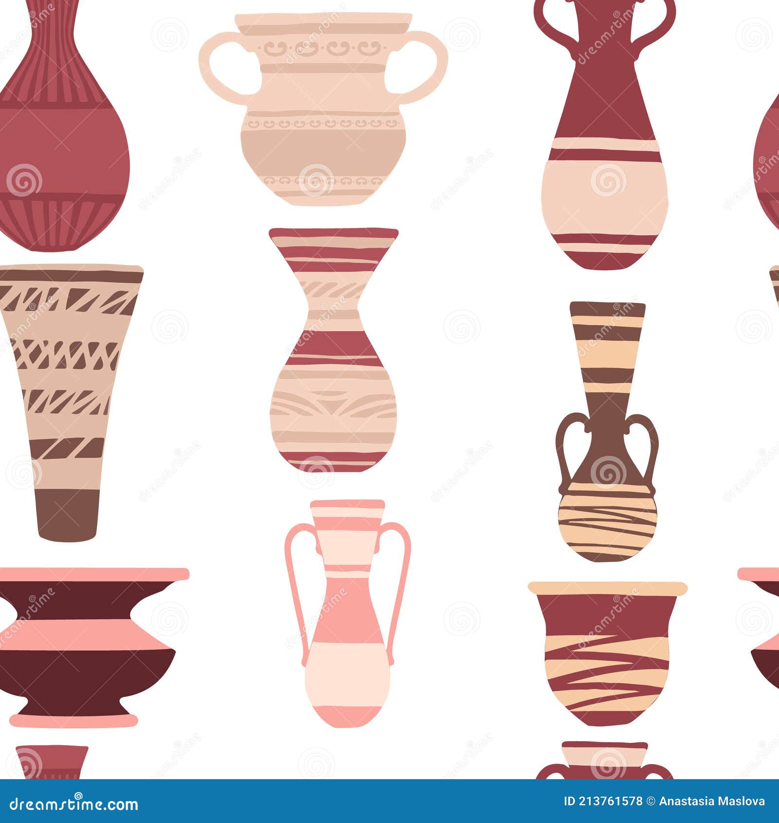 Seamless Pattern Set of Decorative Clay Jugs Modern Jug Design Vector ...