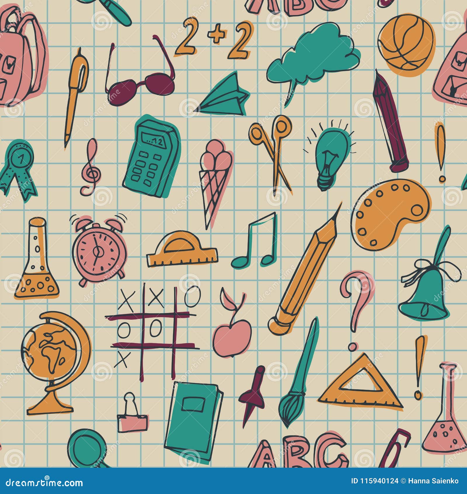 Seamless Pattern with Set of Different School Things. Used for Textile ...