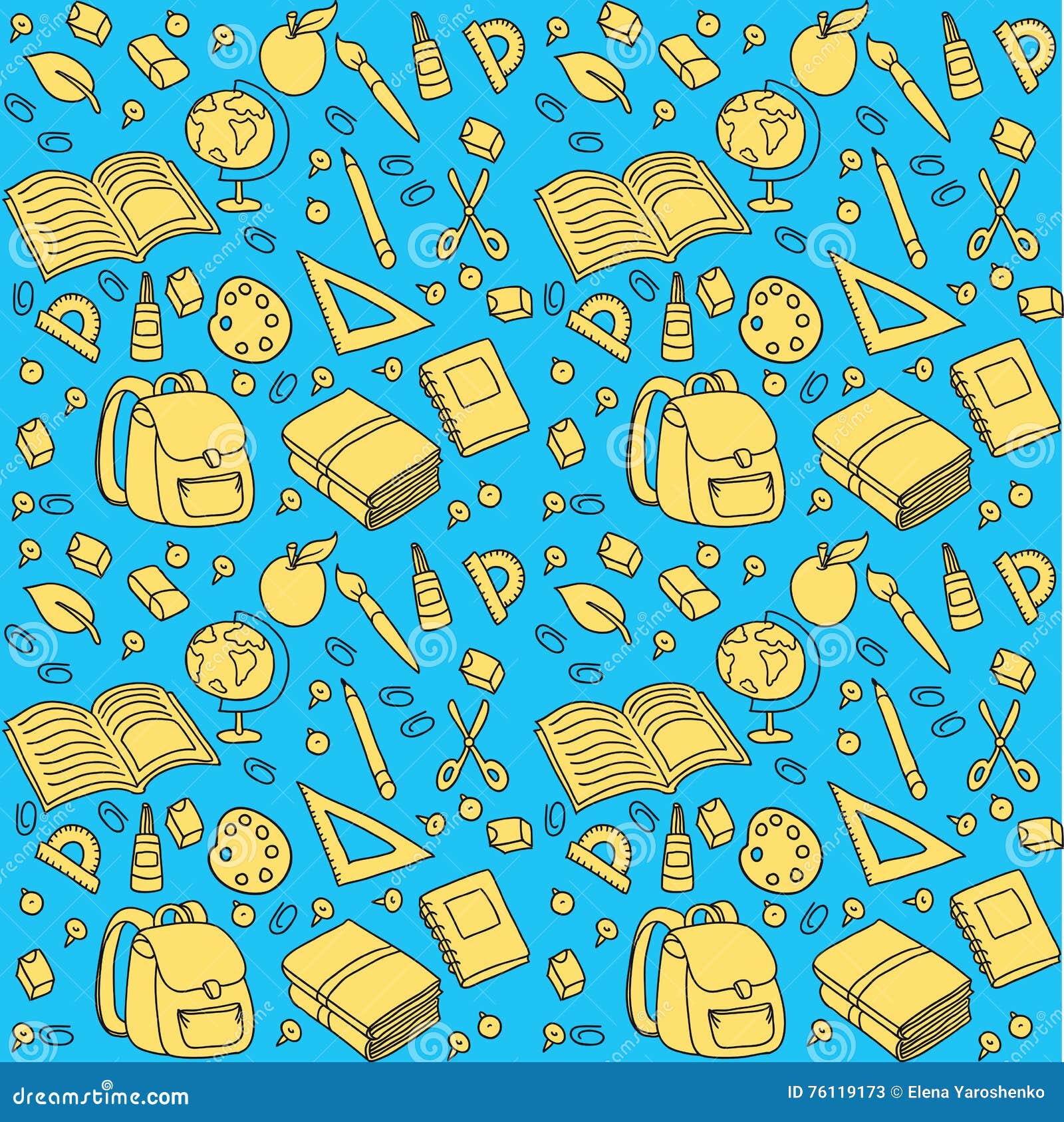 Seamless Pattern with Set of Different School Things Stock Vector ...