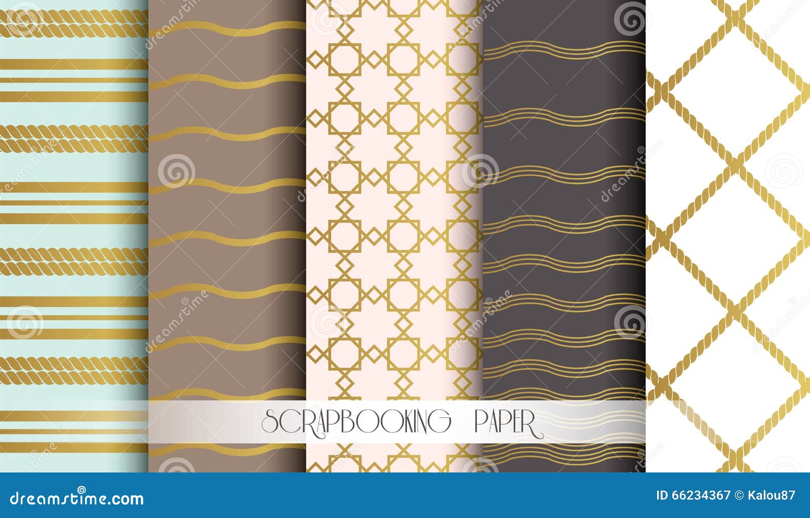 Seamless Pattern Set in Gold for Scrapbooking Paper. Vintage Style ...