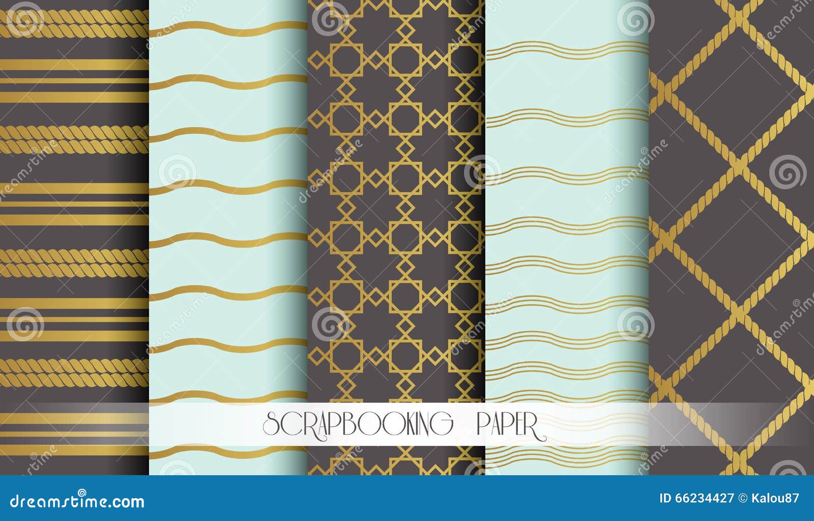 Seamless Pattern Set in Gold for Scrapbooking Paper. Vintage Style ...
