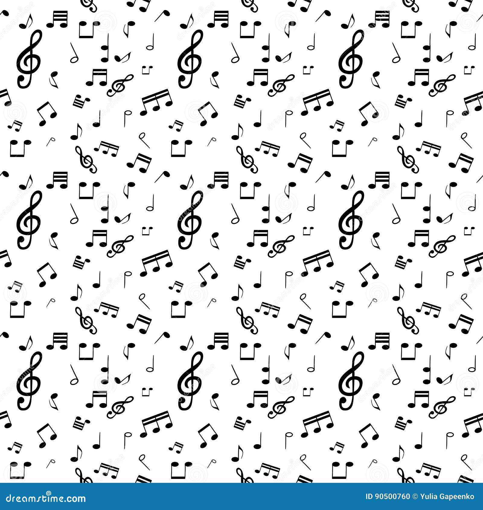 Seamless Pattern from Set of Musical Notes and Treble Clef. Vector ...