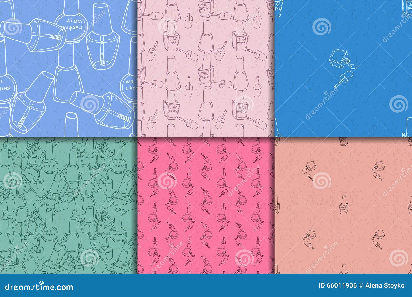 Seamless Pattern Set with Nail Polish Stock Vector - Illustration of ...