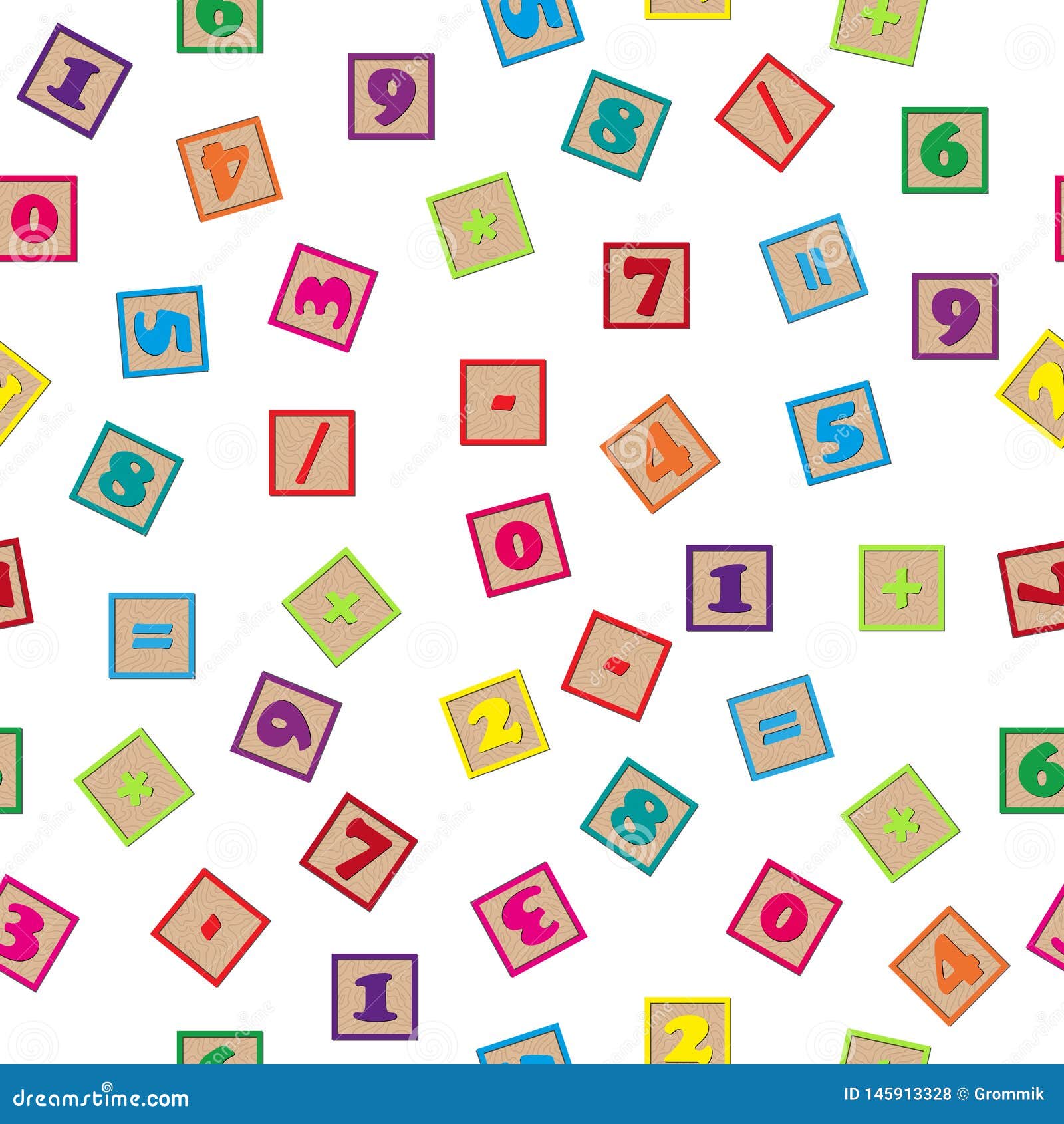 Seamless Pattern with a Set of Numbers and Arithmetic Signs Stock ...