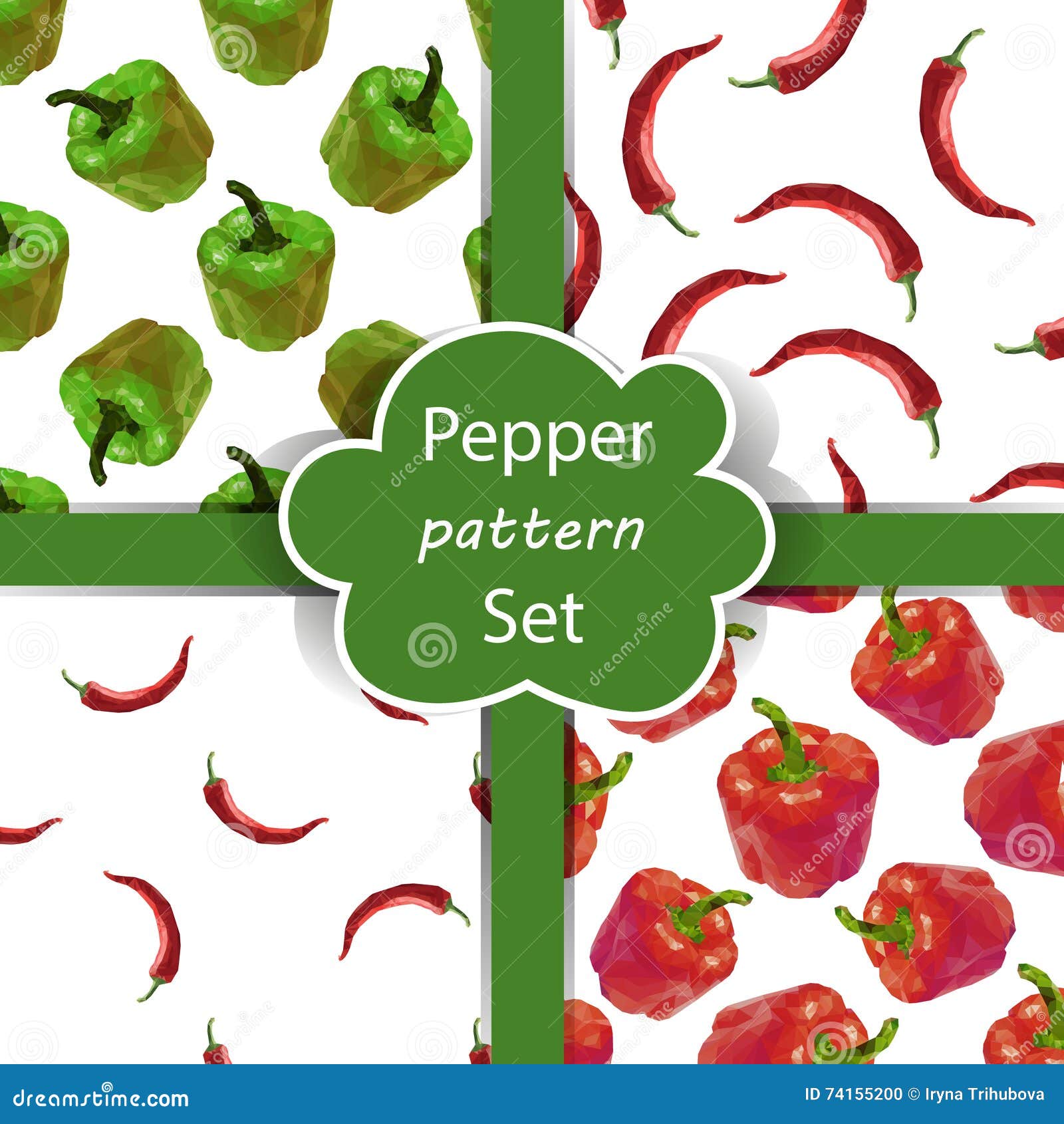 Seamless Pattern Set with Peppers. Stock Vector - Illustration of ...