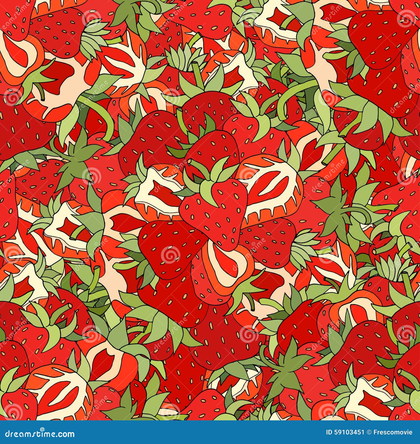 Seamless Pattern Set Red Strawberries Stock Vector - Illustration of ...