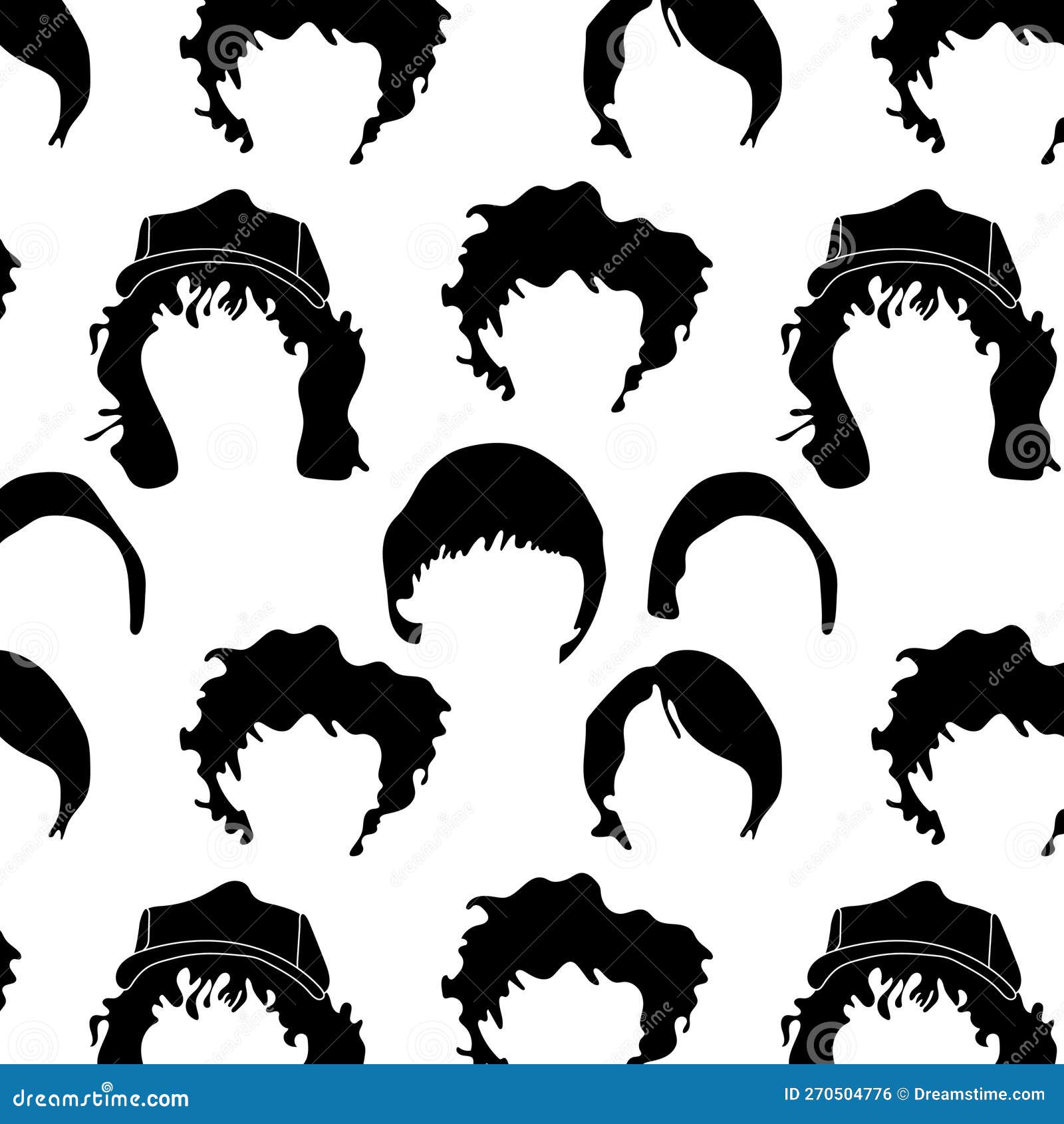 Seamless Pattern With Set Of Symbol Face. Stranger Things. Hairdo ...