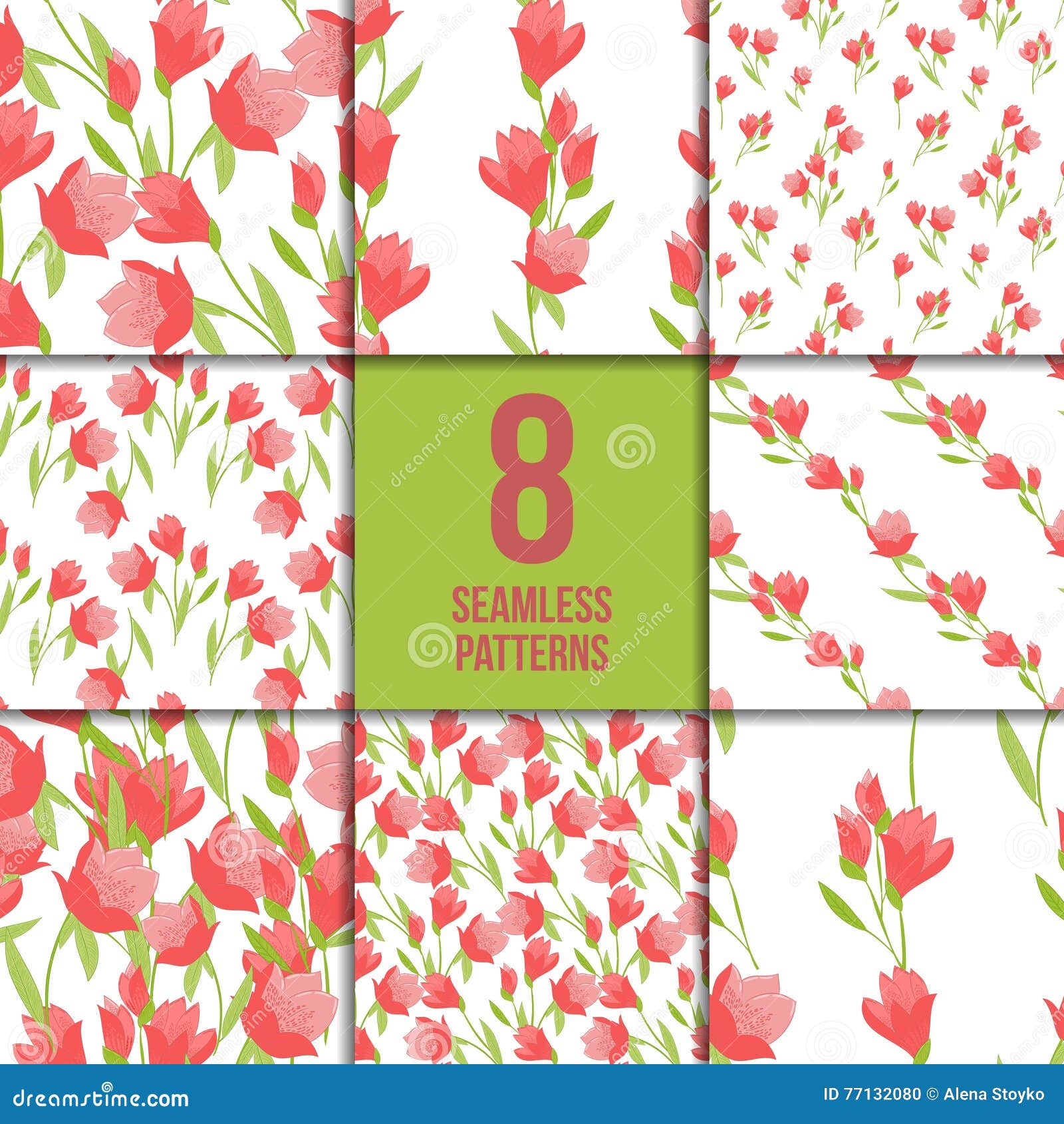 Seamless Pattern Set with Tulips Stock Vector - Illustration of ...