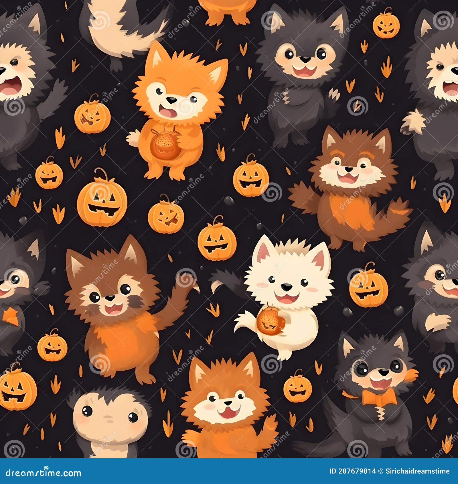Seamless Pattern, Set of Werewolf, Generative AI Tools Stock ...
