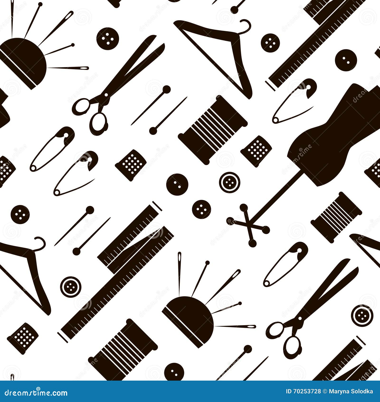 Seamless Pattern with Sewing Items. Vector Illustration Stock Vector ...