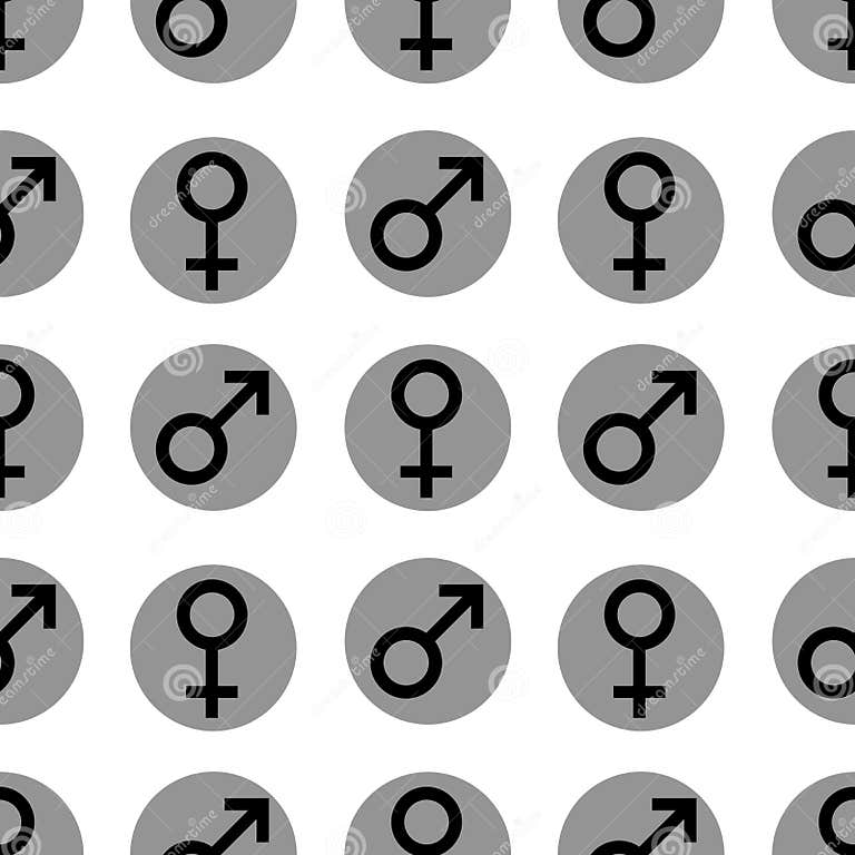 Seamless Pattern Sex Symbols Gender Woman And Man Flat Symbols Black