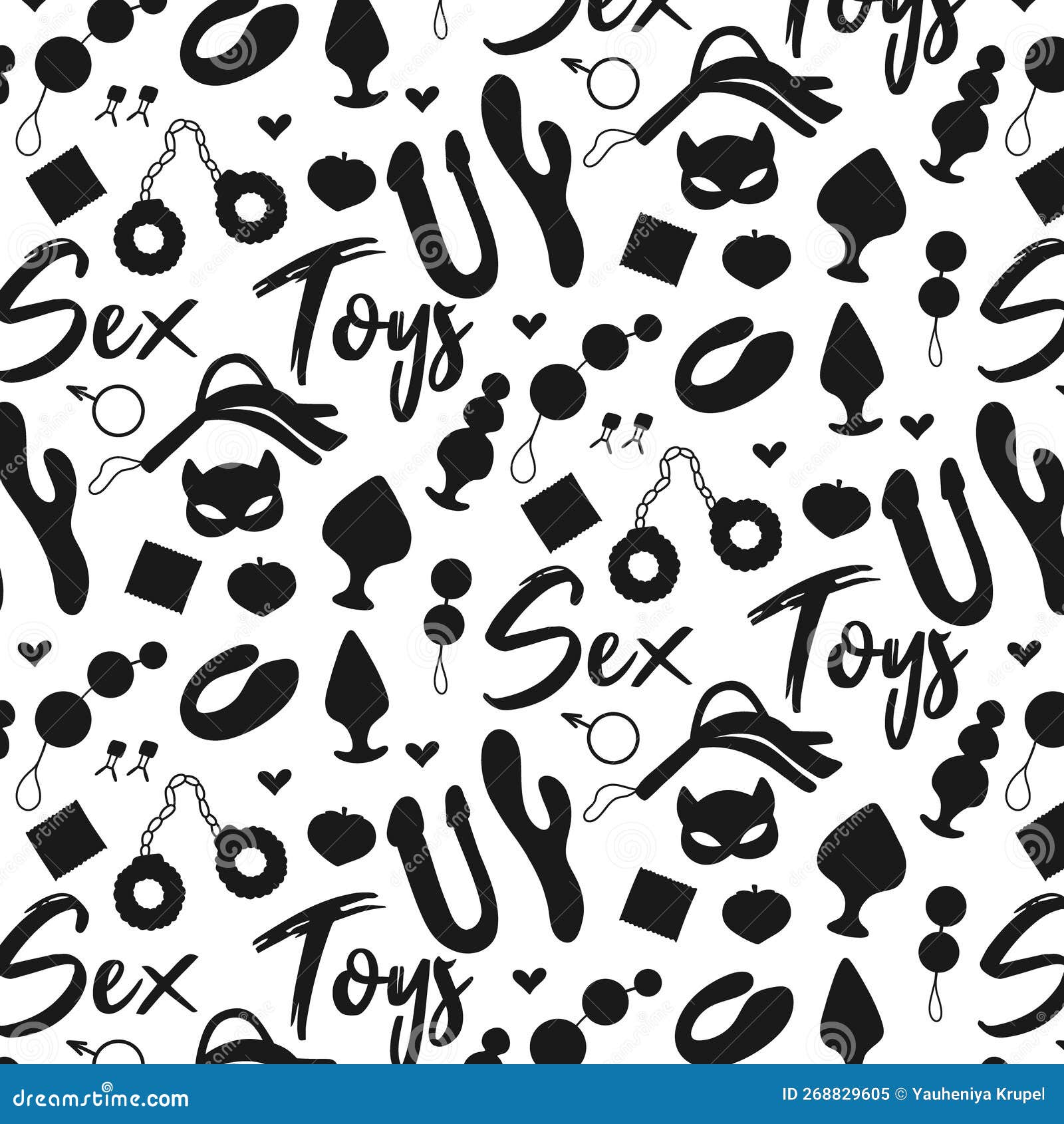 Seamless Pattern With Sex Toys Print For Sex Shop Pattern With Sex