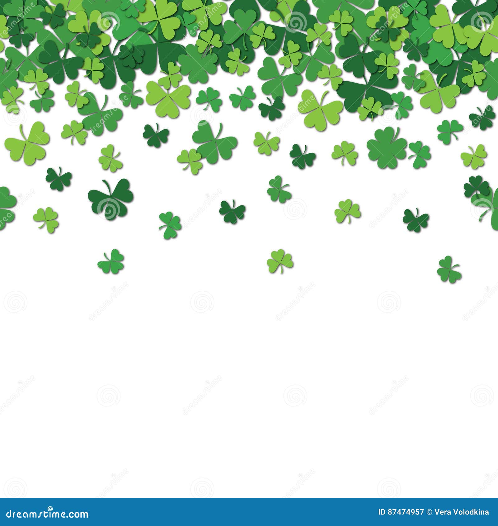 Seamless Pattern with Shamrock Clover Falling Leaves on White ...