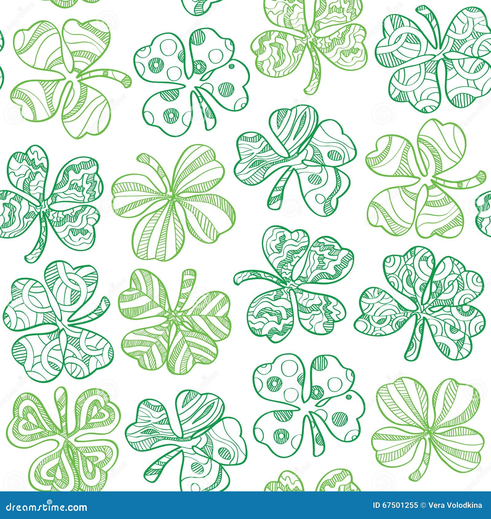 Seamless Pattern With Shamrock On White Background Stock Vector