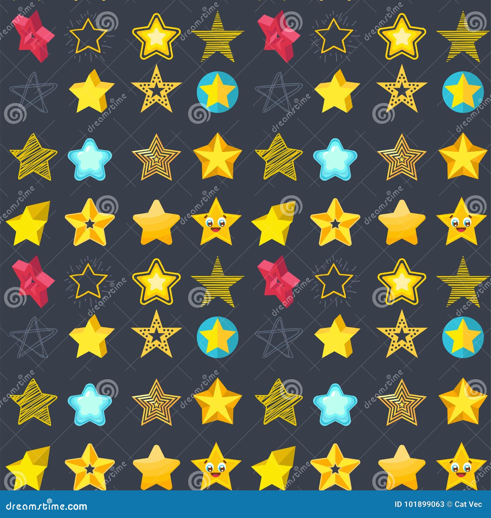 Seamless Pattern Shape Silhouette Shiny Star Background Vector ...