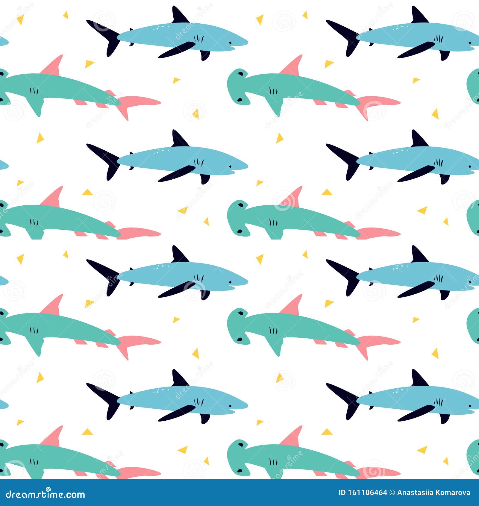 Seamless Hammer Head Shark Pattern Vector Illustration | CartoonDealer ...