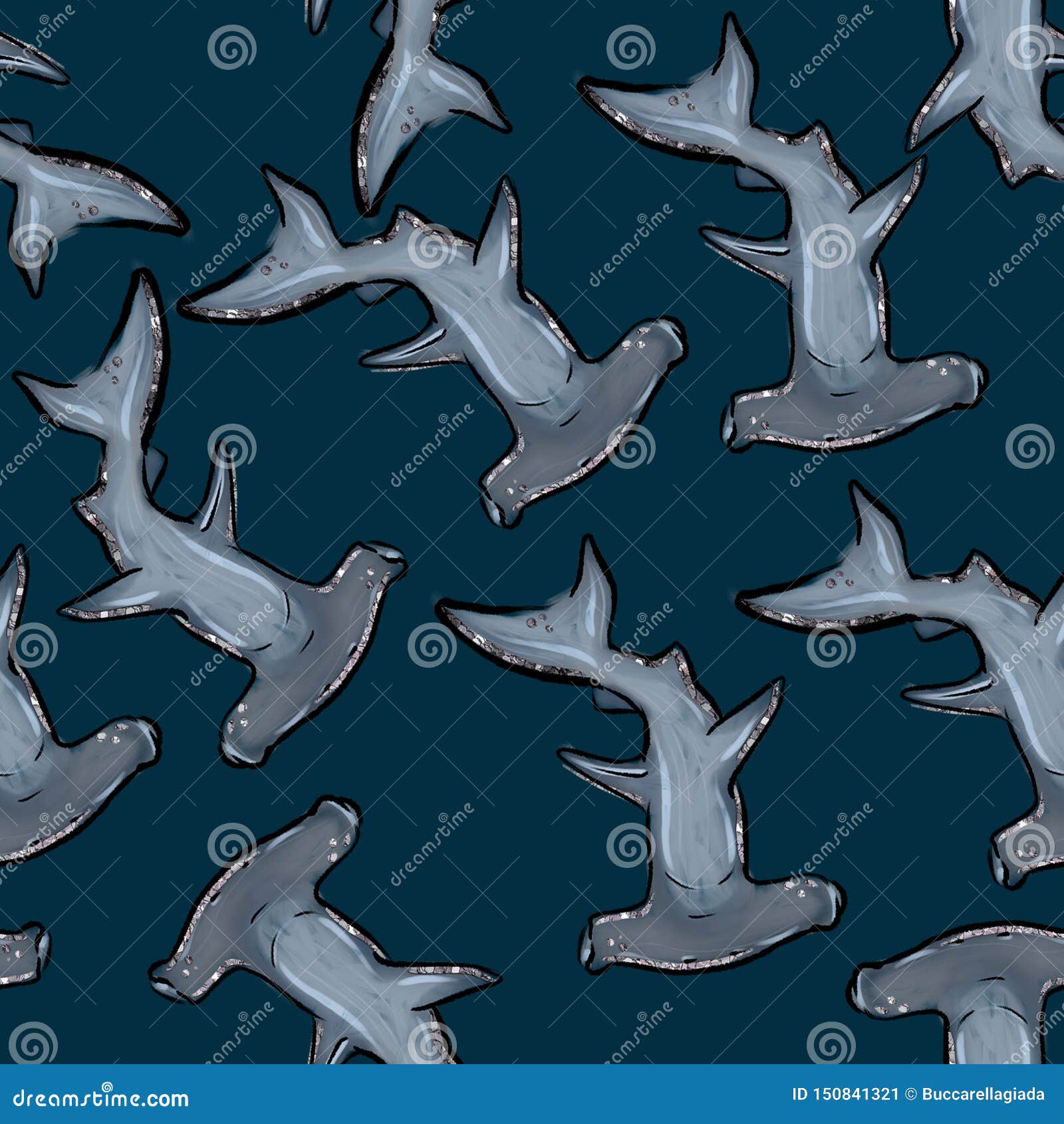 Sharks Underwater. Sketch. Vector Illustration With Splash Texture ...