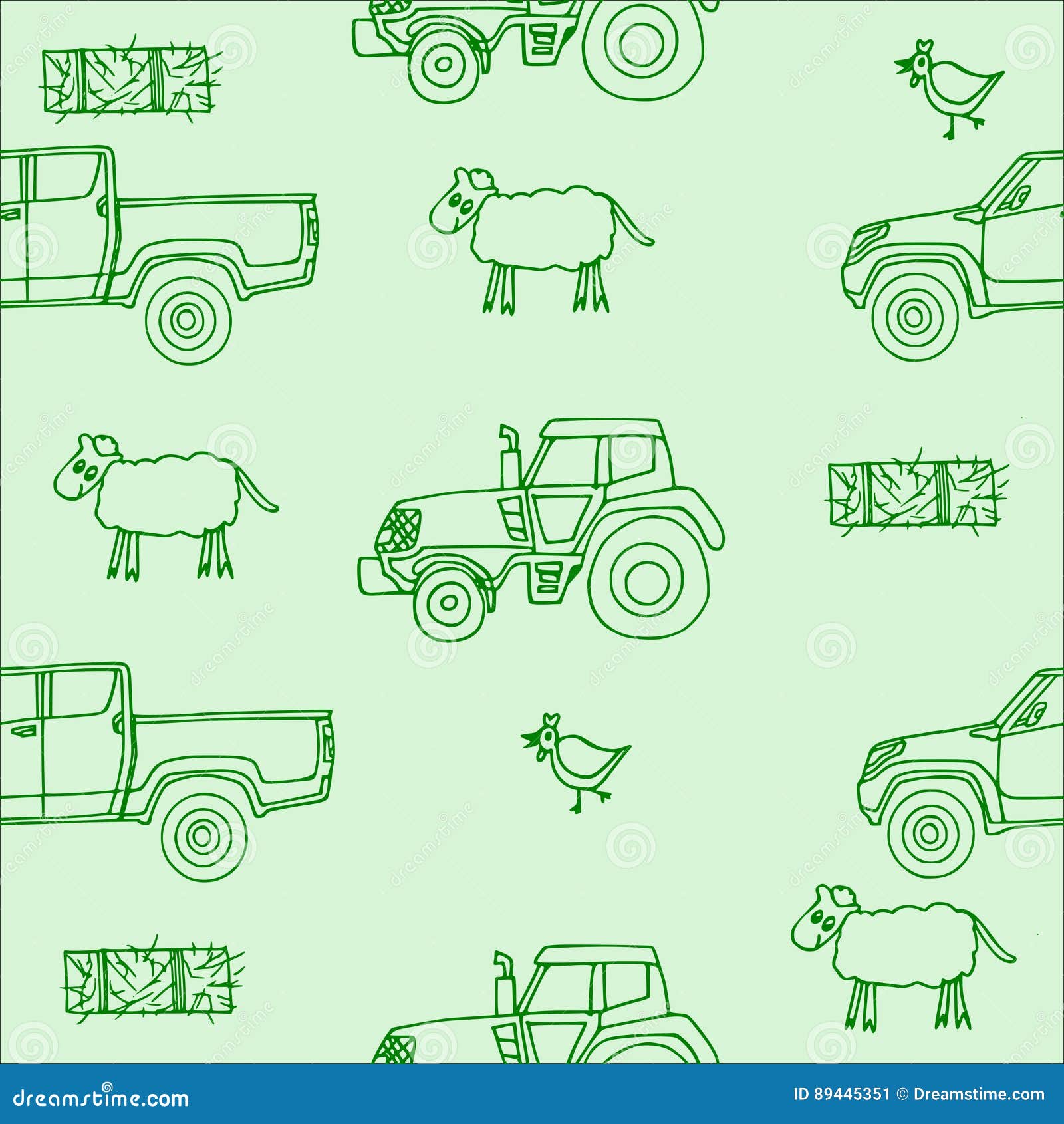 Green Tractor Pattern Stock Illustrations – 357 Green Tractor Pattern ...