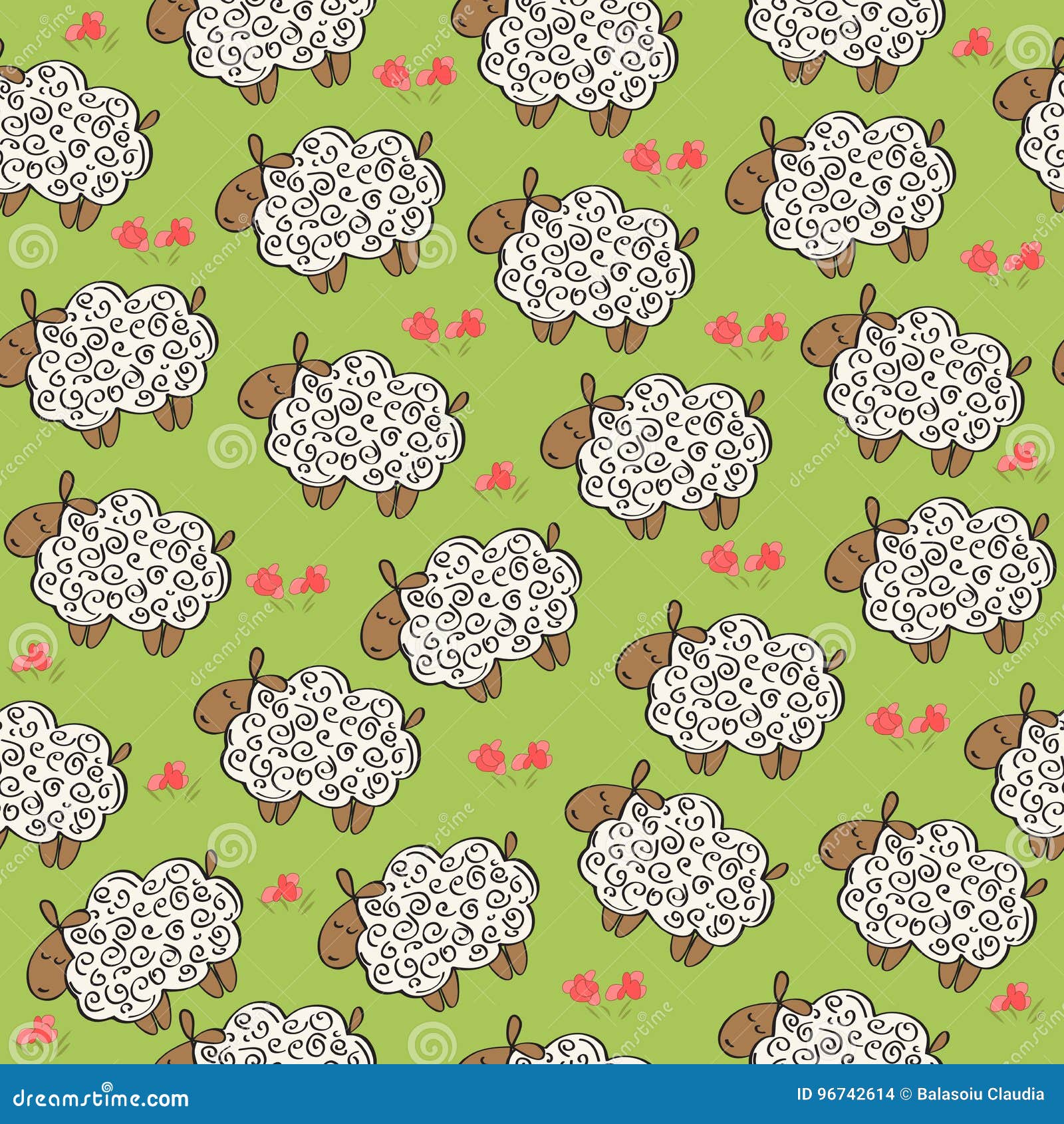 Seamless Pattern with Sheep Stock Vector - Illustration of fabric, lamb ...