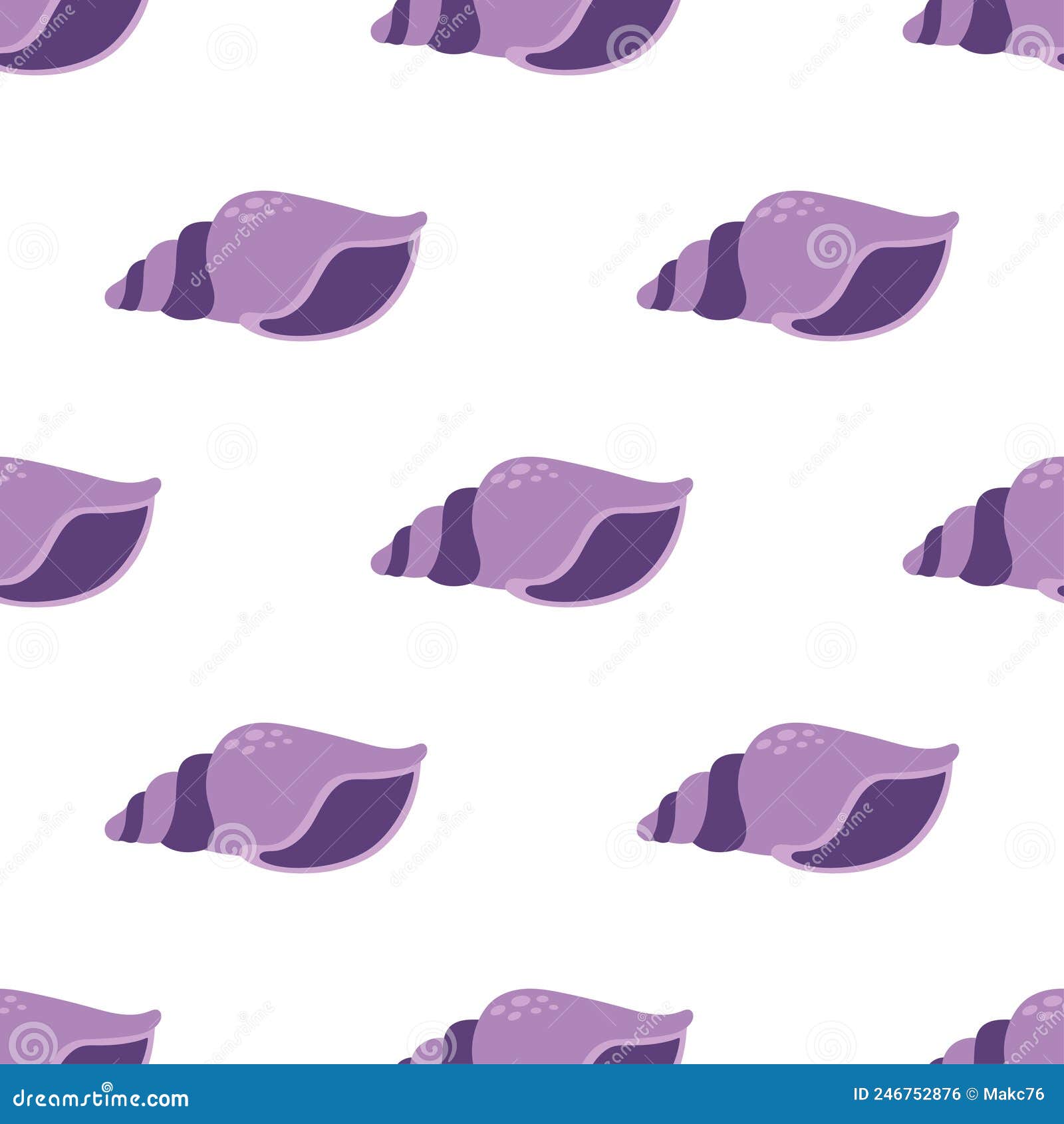 Seamless Pattern with Shells in Cartoon Style Stock Vector ...