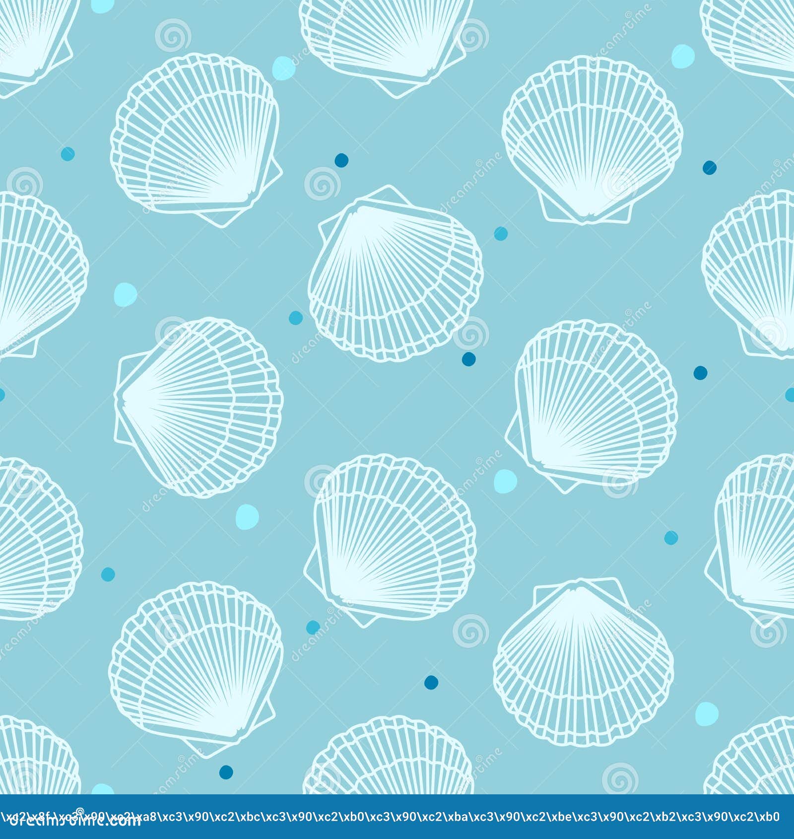 Seamless Pattern with Shells and Clams on a Blue Background Vector ...